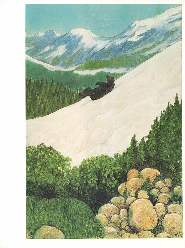 Grizzly Sliding Down Glacier by William Kurelek - 9 X 12 Inches (Art P – Artistica Fine Art