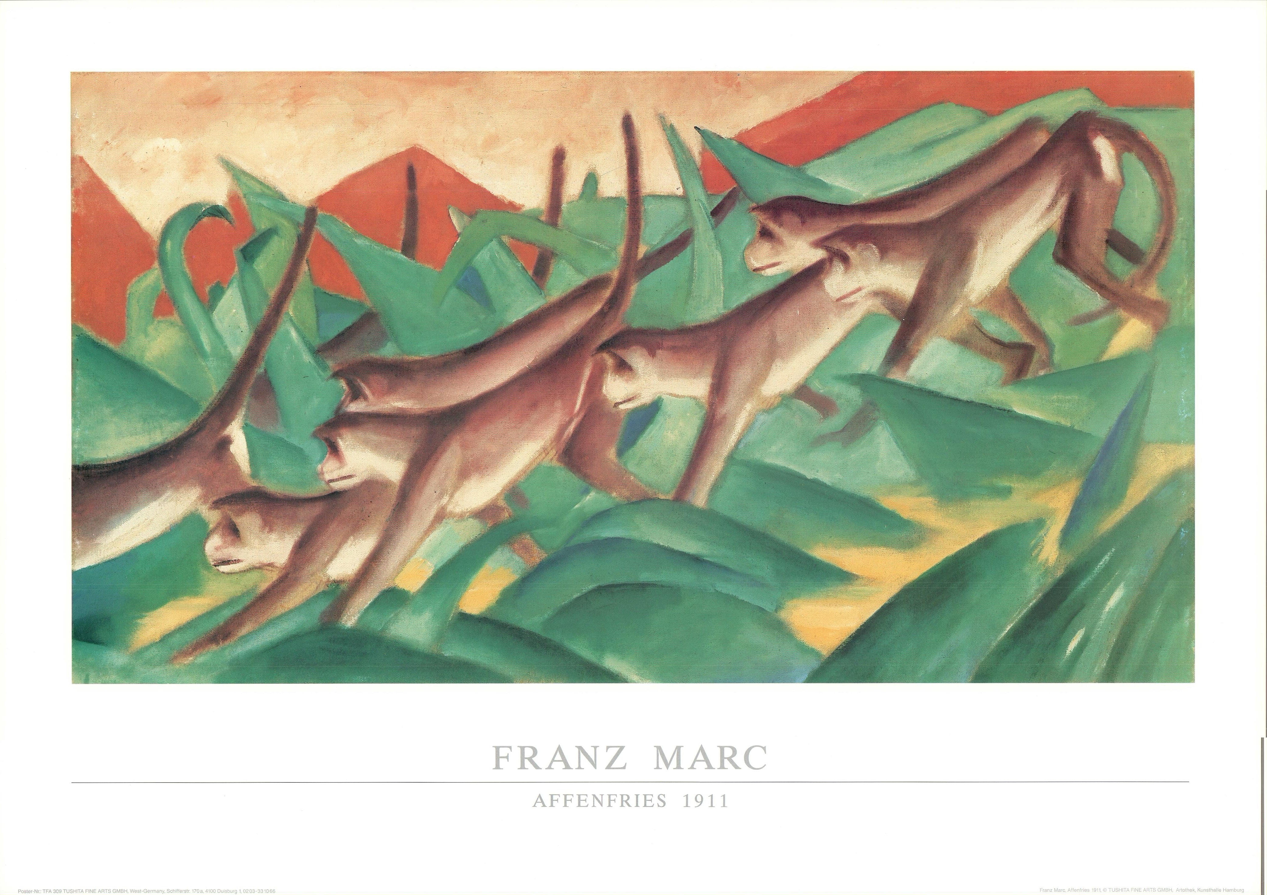 Monkey Frieze, 1911 by Franz Marc - 20 X 28 Inches (Art Print ...