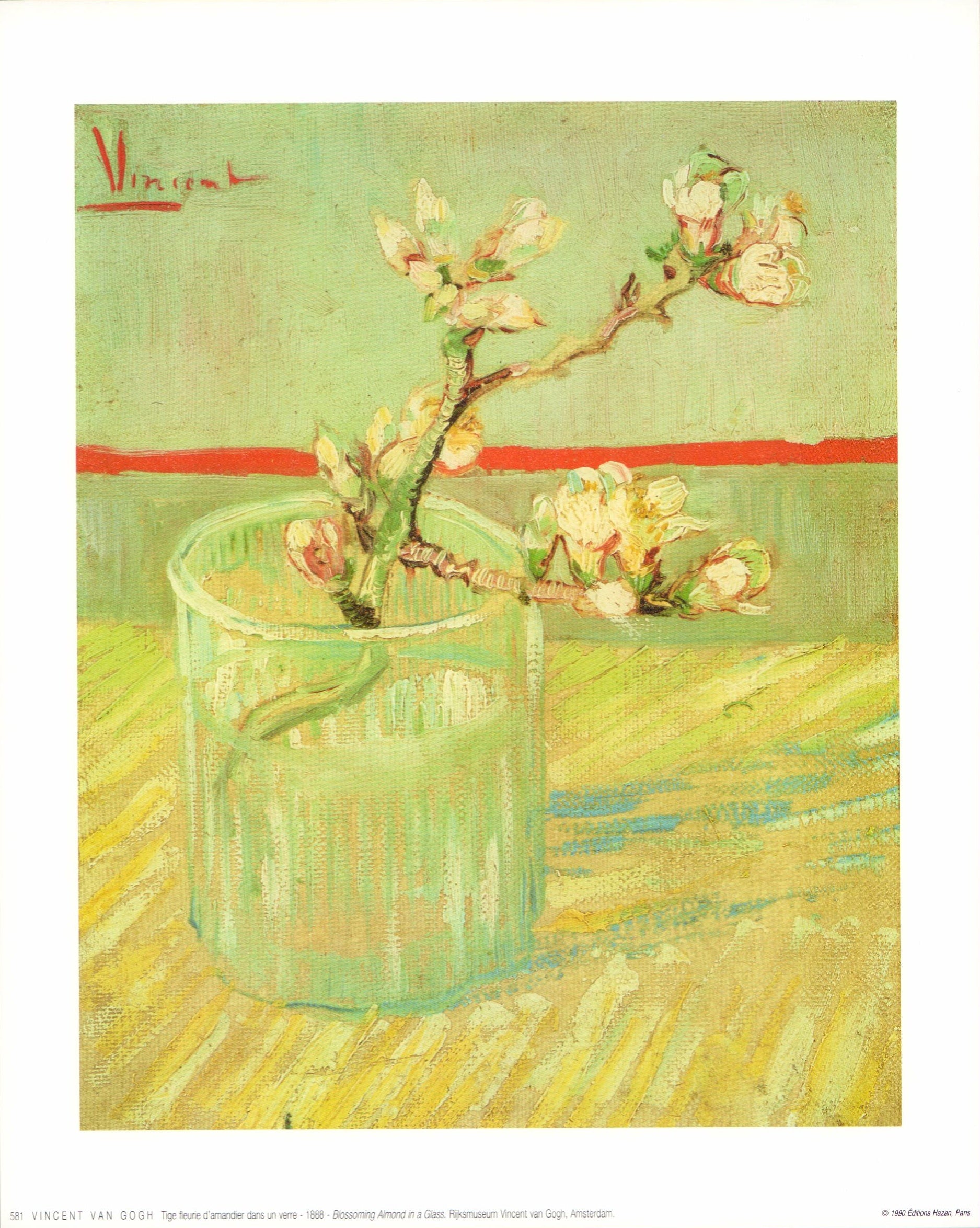 Blossoming Almond in a Glass, 1888 by Vincent Van Gogh - 10 X 12 Inche ...