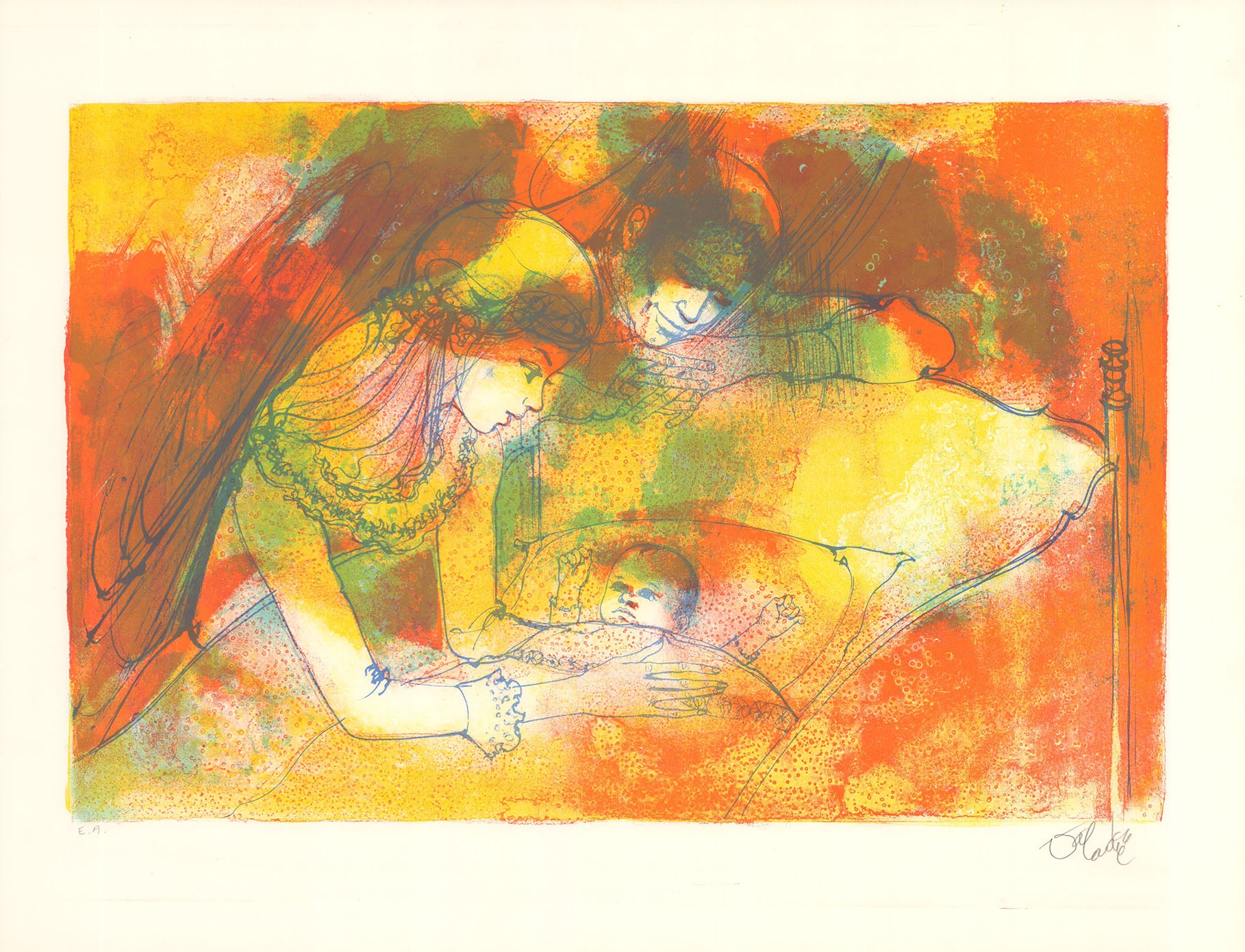 Mom with Baby by Jean-Baptiste Valadie - 20 X 26 Inches (Lithography S ...