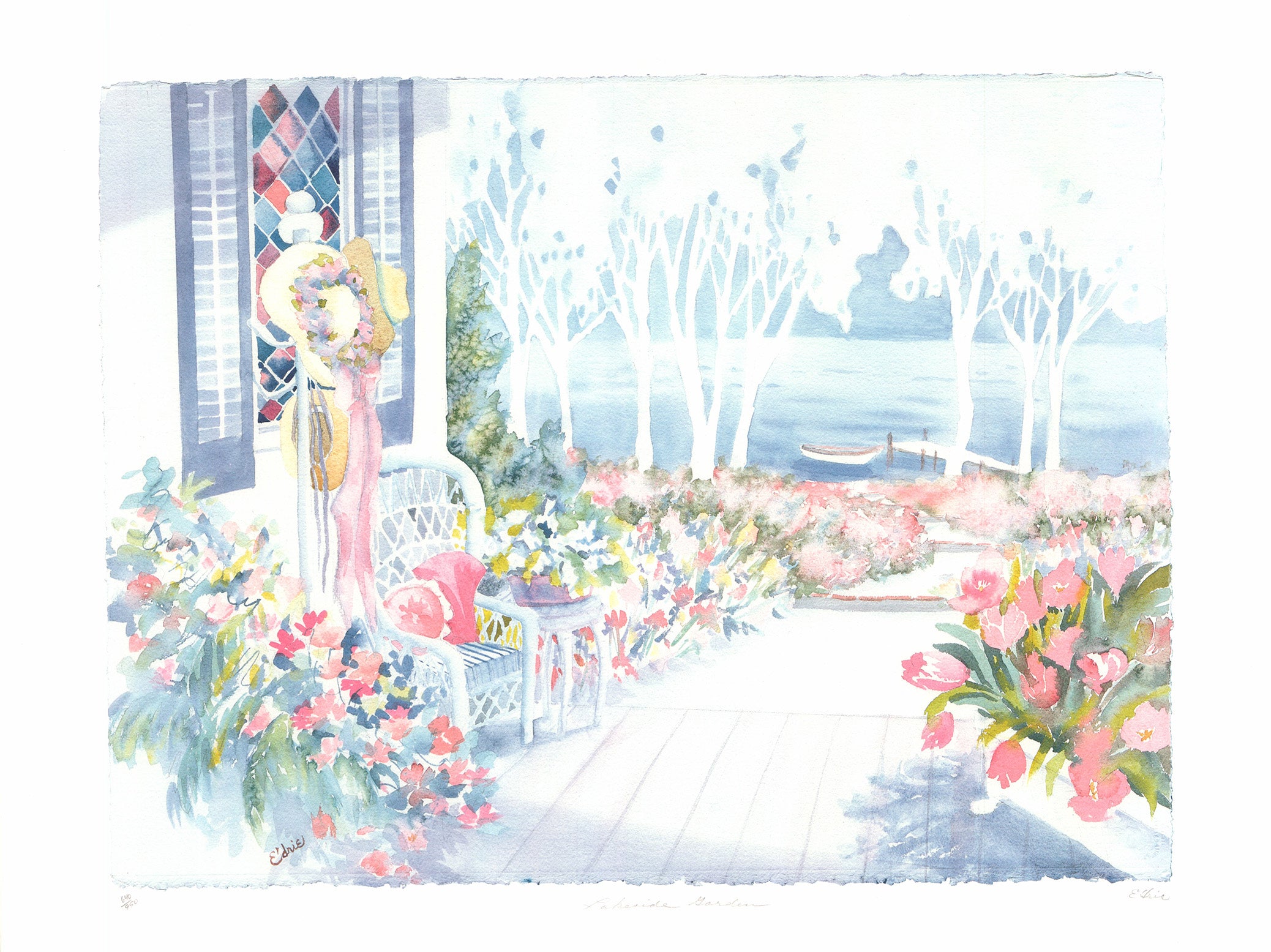 Lakeside Garden by Lorraine Edrie - 23 X 30 Inches (Litho, Numbered ...