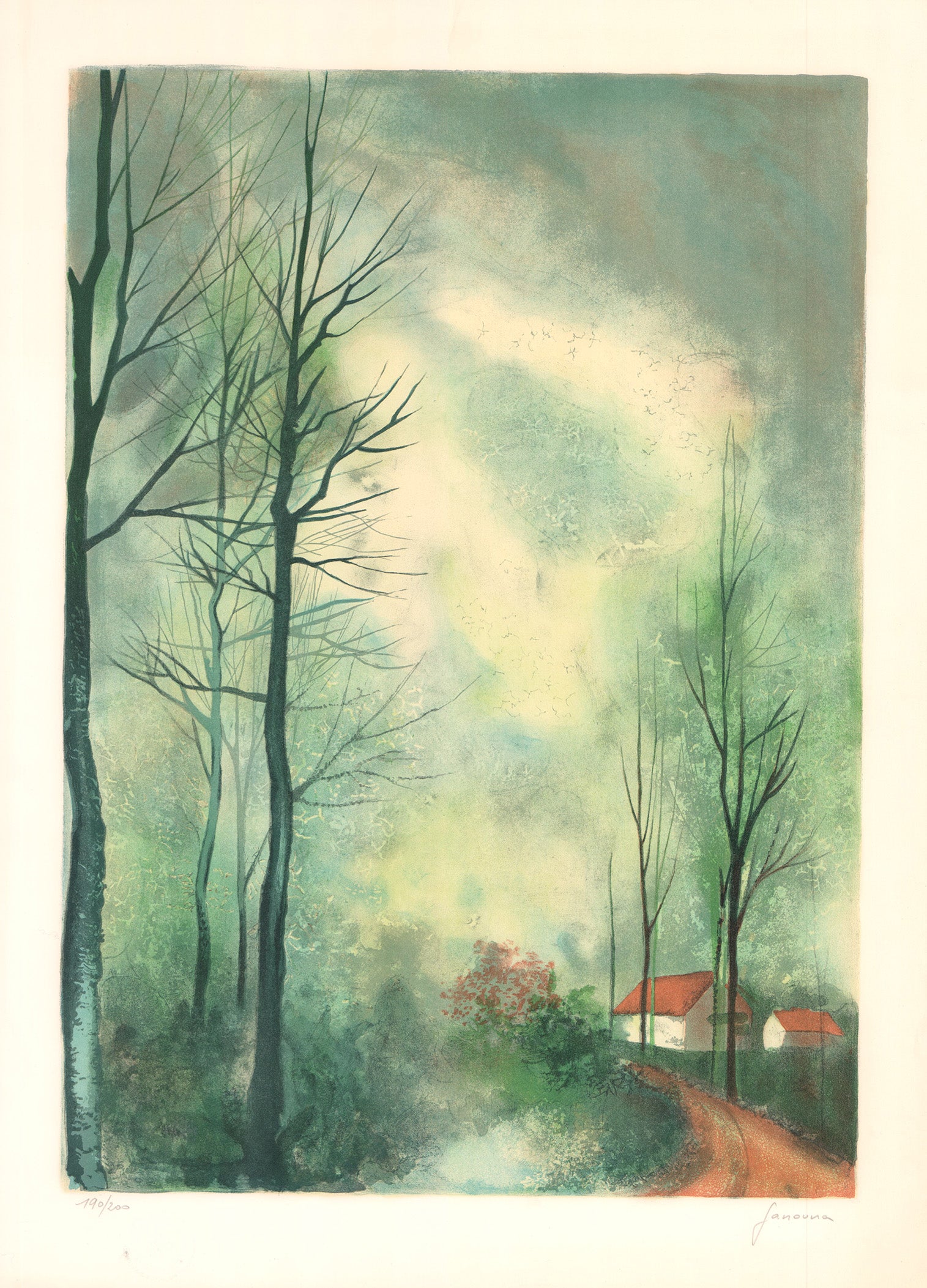 Chemin Creux by Ganouna - 22 X 30 Inches (Lithograph Titled, Numbered ...