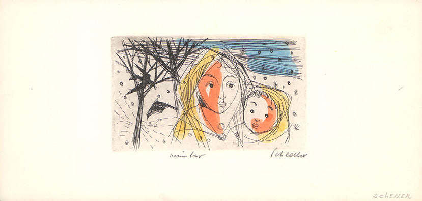 Winter by Marliese Scheller - 6 X 12 Inches (Original Etching, Signed ...