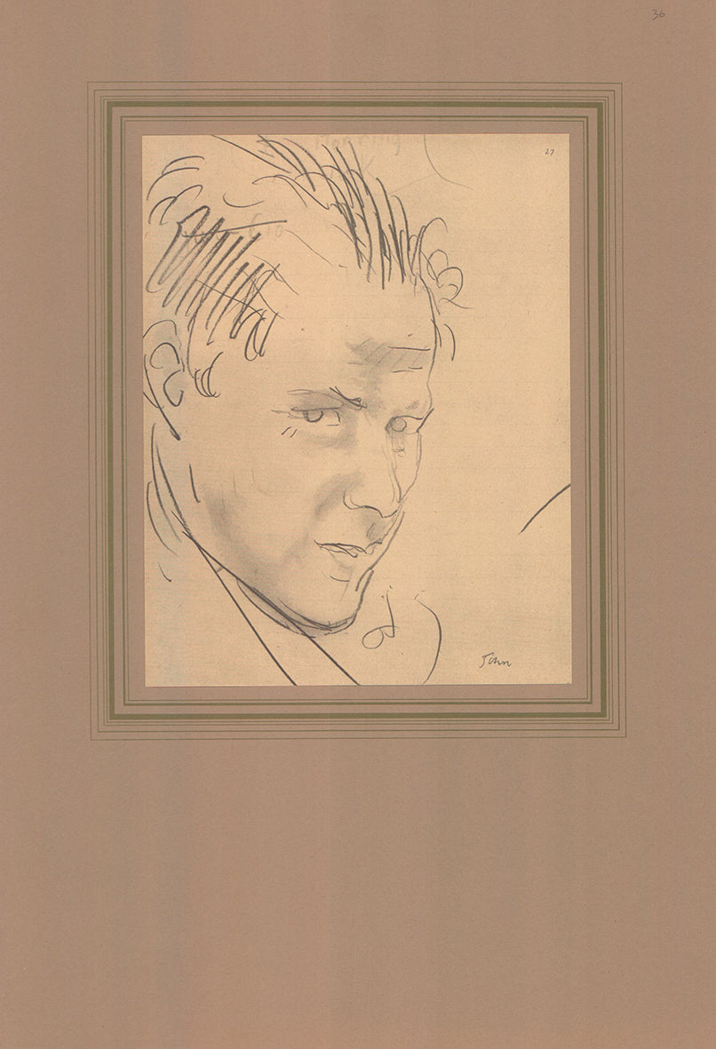 Sir William Orpen by Augustus Edwin John - 12 X 17 Inches (Offset Lith ...