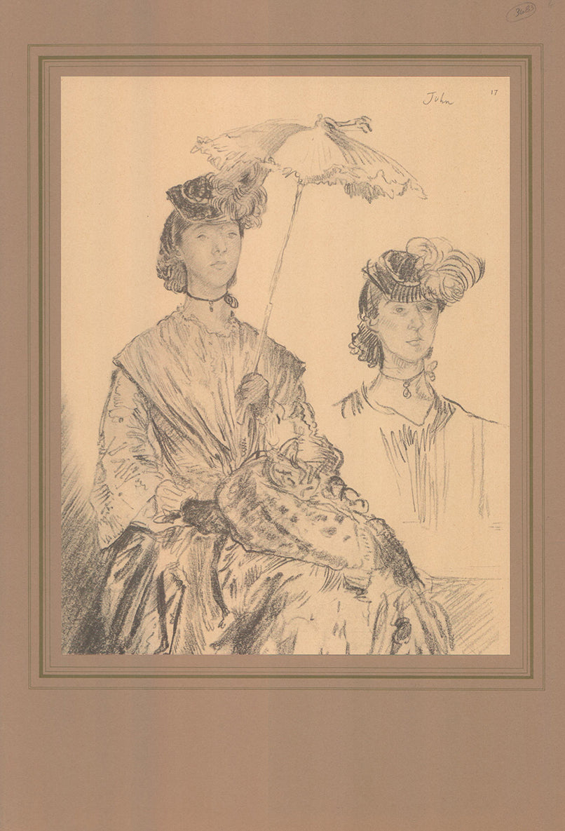 Gwen John with Parasol, 1907 by Augustus Edwin John - 12 X 17 Inches ...