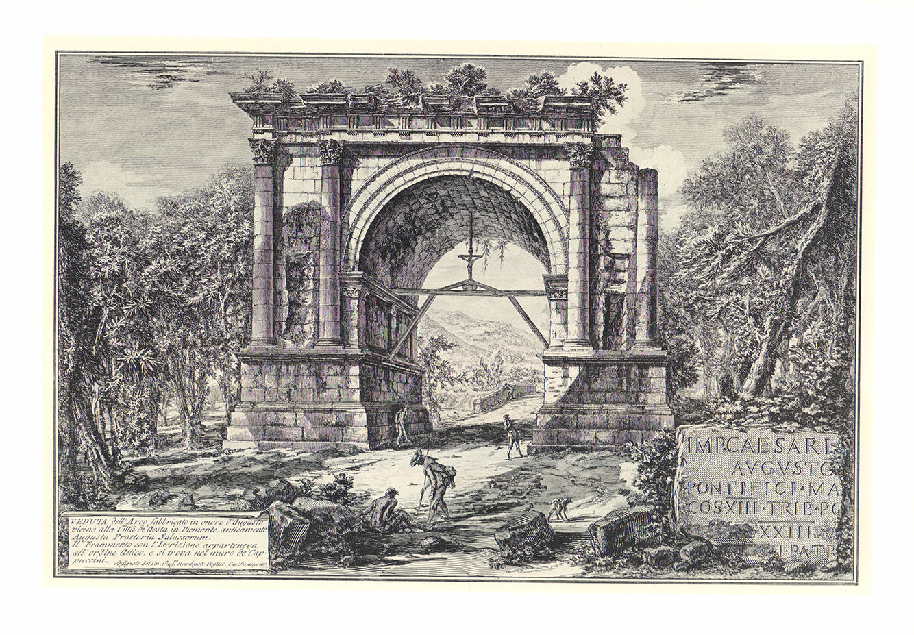 View of the Arch of Augustus in Aosta, 1748 by Giovanni Battista Piran ...