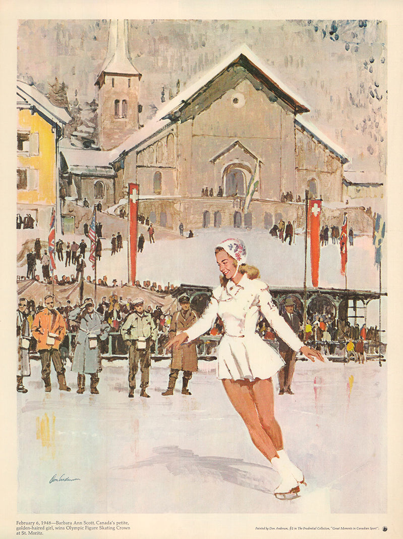 Barbara Ann Scott Canadian Olympic Figure Skater Switzerland Vintage P ...