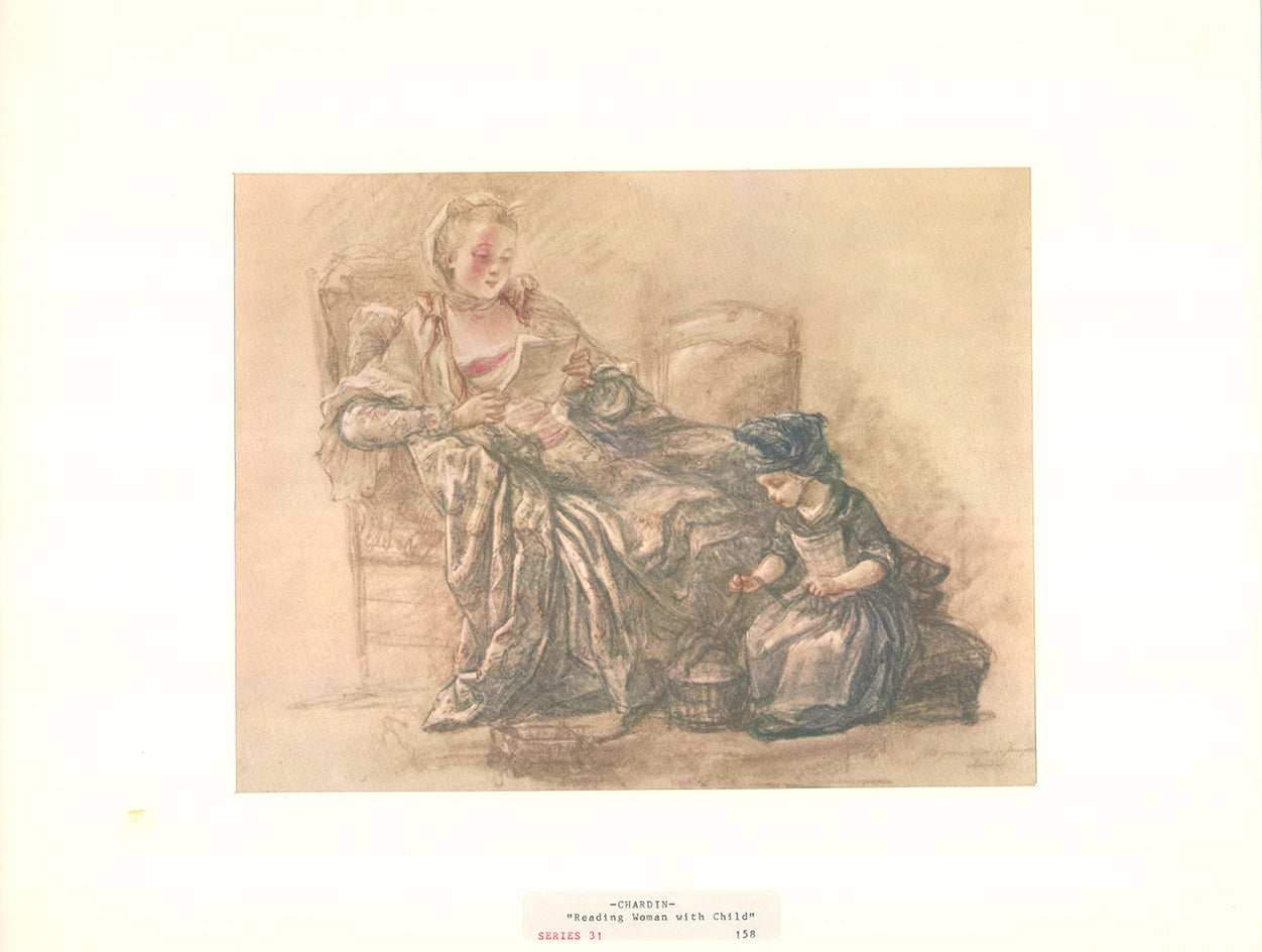 Reading Woman with Child by Chardin - 12 X 16 Inches (Art Print with M ...
