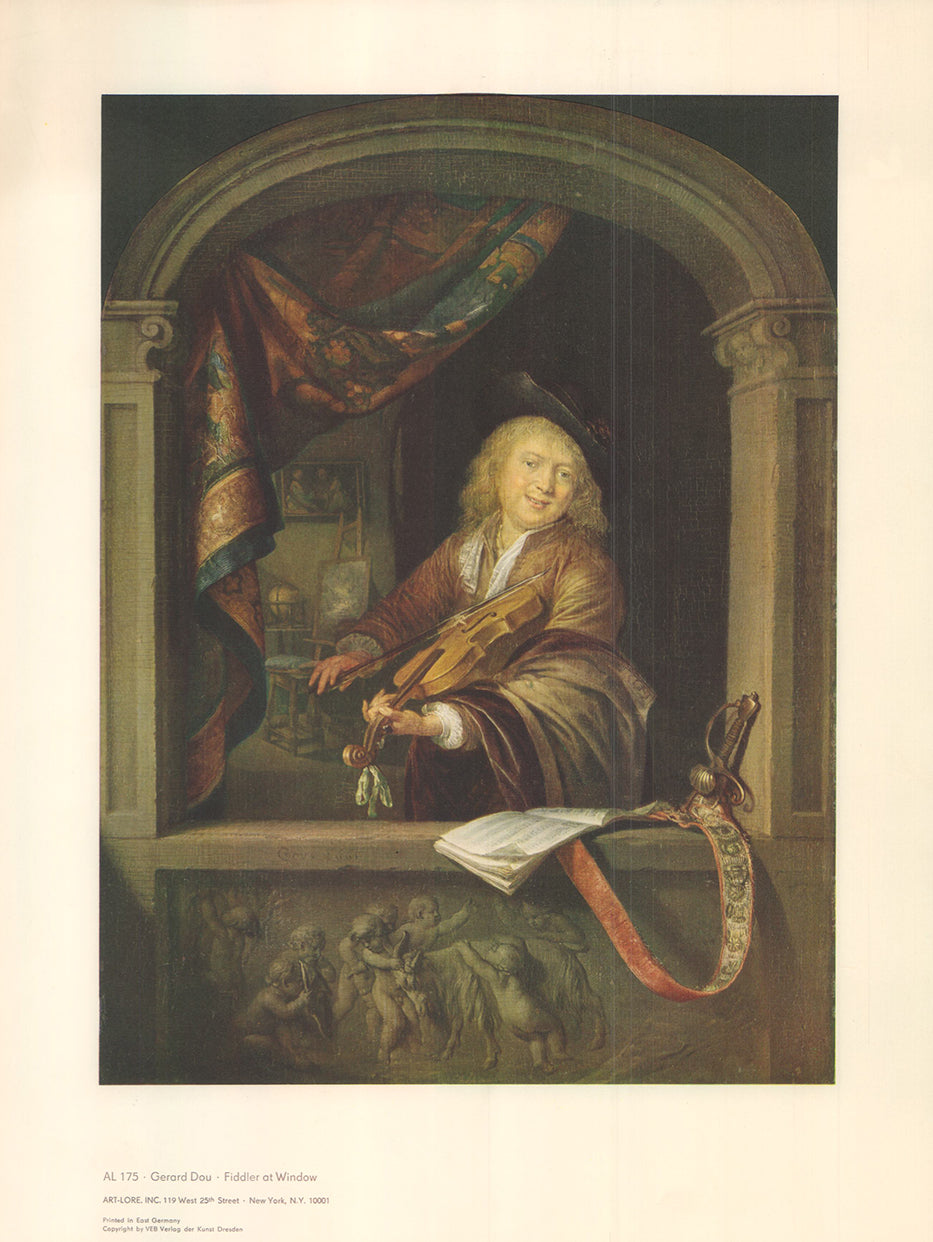 Fiddler at Window by Gerard Dou - 14 X 18 Inches (Offset Lithograph Fi ...