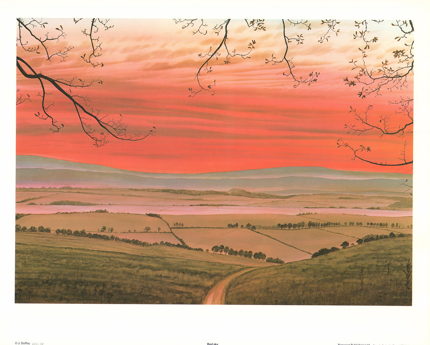 Red Sky by J. Duffey - 16 X 20 Inches (Offset Lithograph Fine Art Prin ...