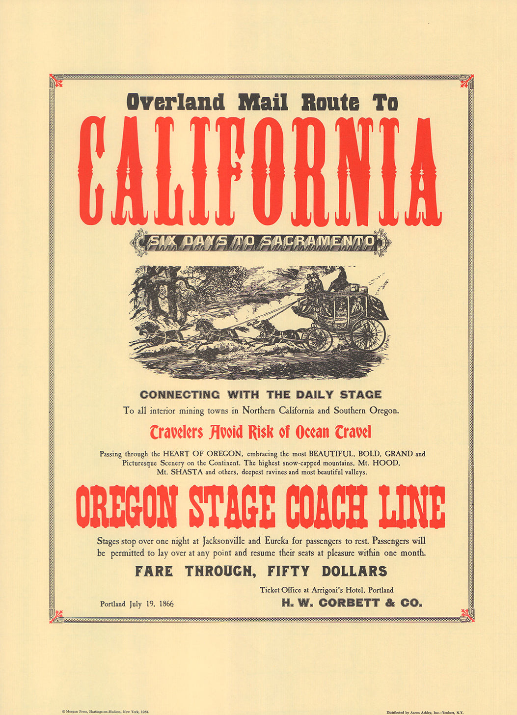 Overland Mail Route to California - 11 X 14 Inches (Silkscreen ...