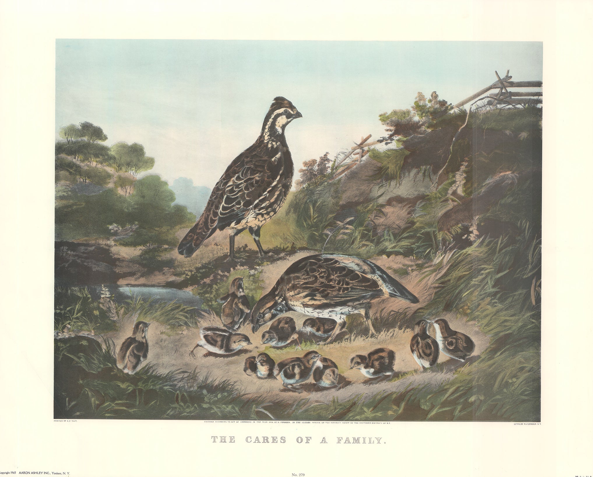 Cares of a Family by Currier & Ives - 23 X 29 Inches (Hand Colored Art ...