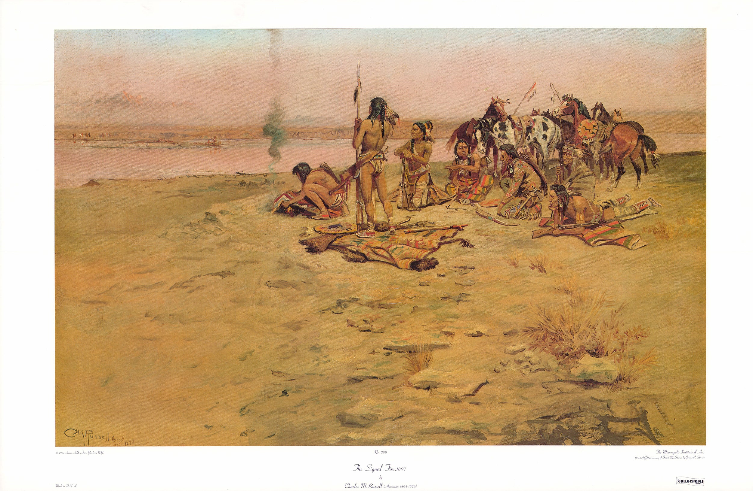 The Signal Fire, 1897 by Charles M. Russell - 23 X 35 Inches (Art Prin ...