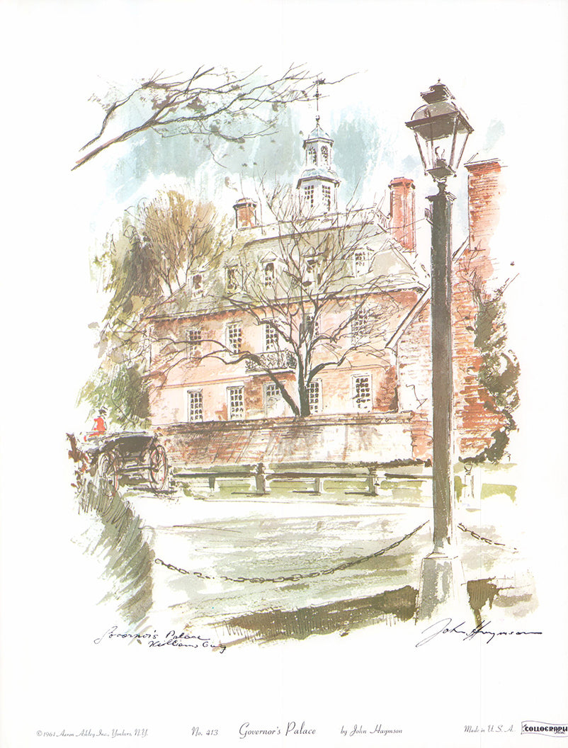 Governors Palace, Williamsburg by John Haymson - 12 X 15 Inches (Hand ...