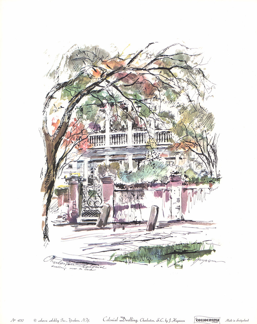 Colonial Dwelling, Charleston by John Haymson - 14 X 18 Inches (Hand C ...