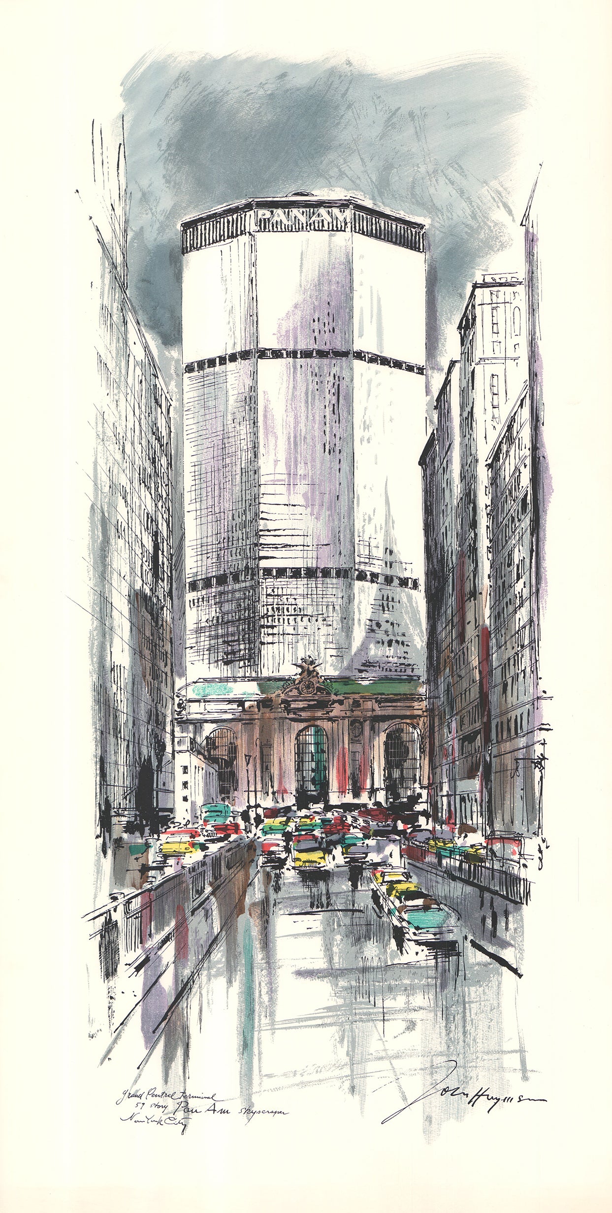 Pan-Am Building, New York by John Haymson - 18 X 35 Inches (Hand Color ...