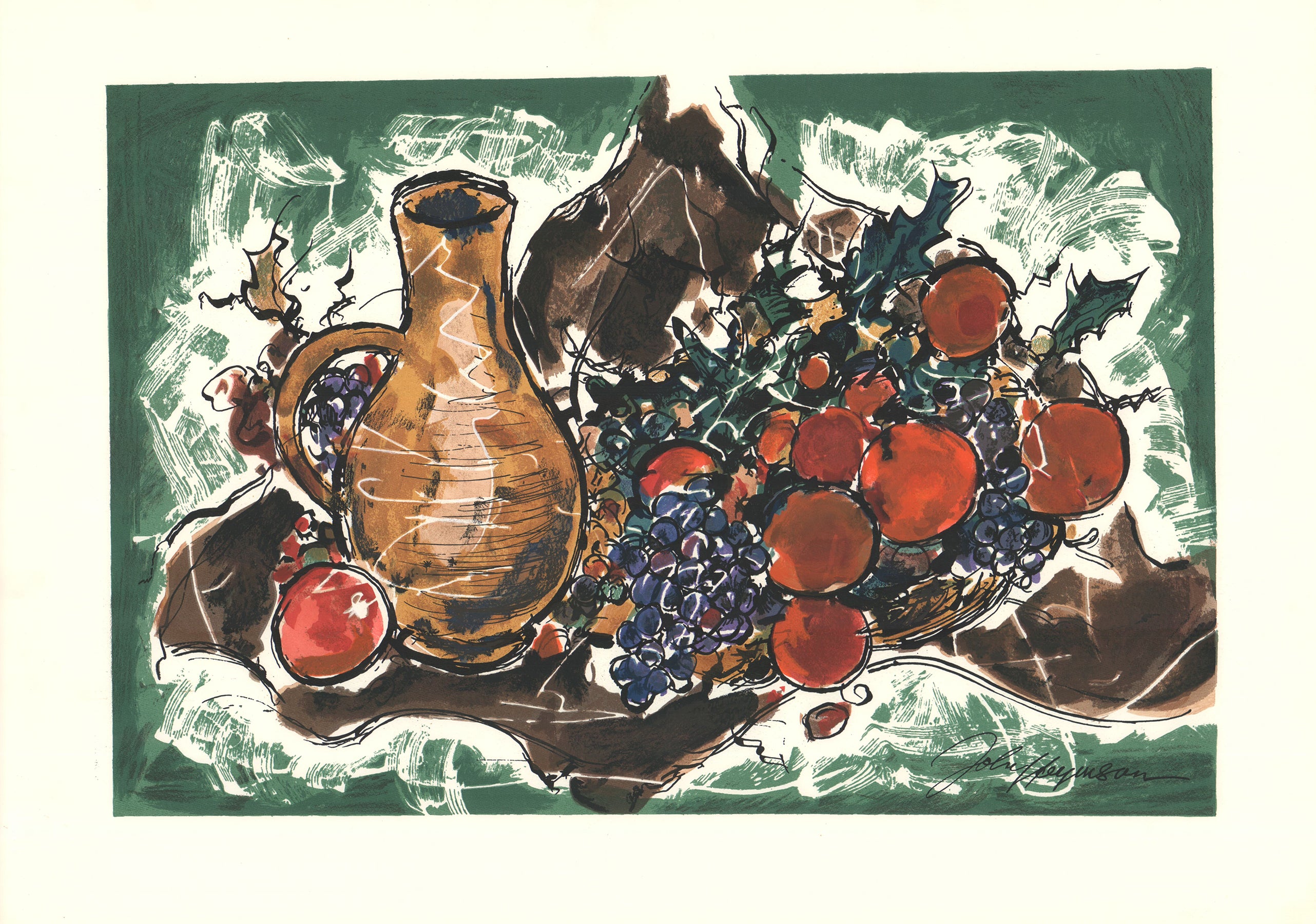 Mexican Fruit: Grapes by John Haymson - 26 X 36 Inches (Hand Colored W ...