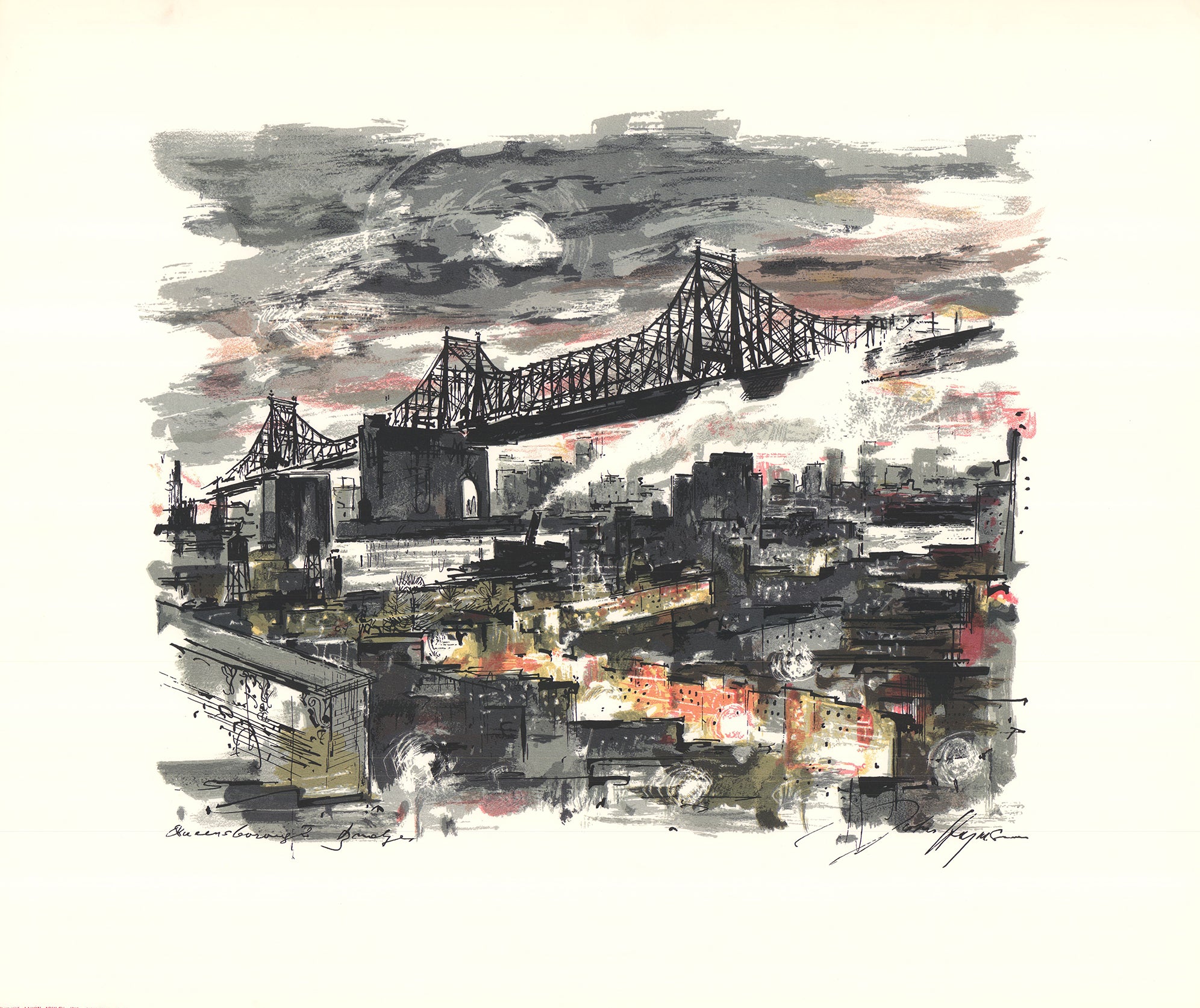 Queensboro Bridge, New York by John Haymson - 24 X 29 Inches (Offset L ...