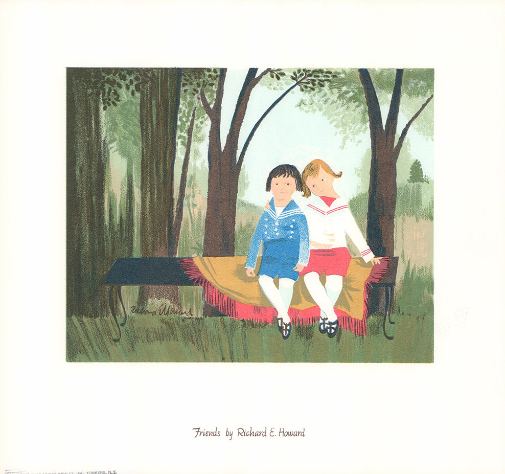 Friends by Richard E. Howard - 13 X 14 Inches (Art Print Hand Colored ...