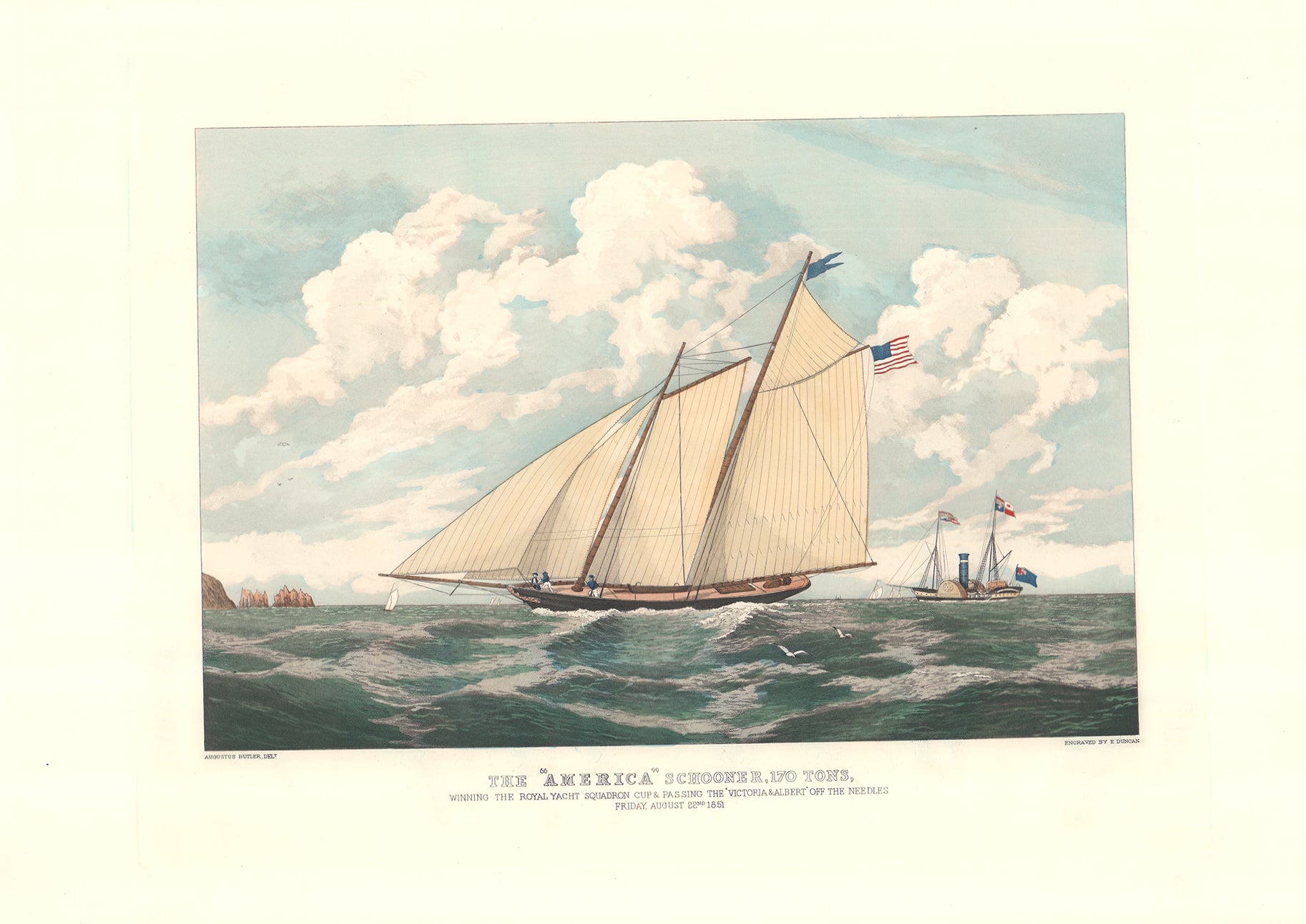 Schooner America by Augustus Butler - 19 X 26 Inches (Art Print ...