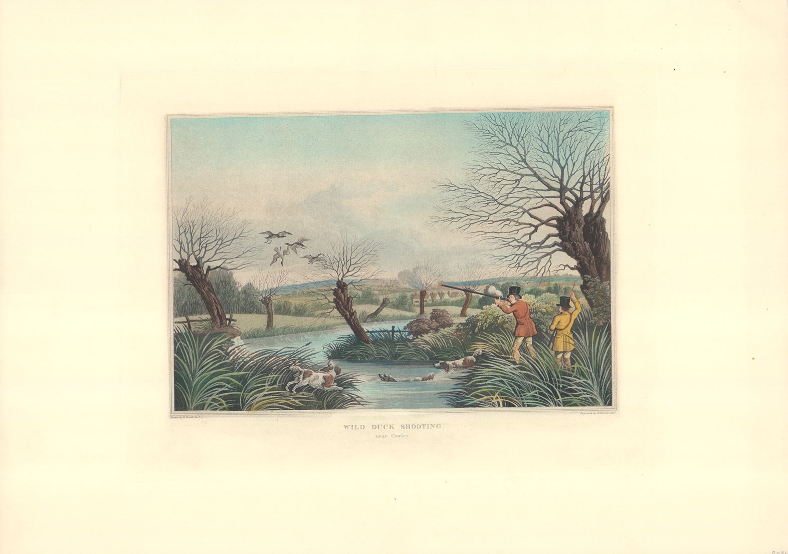 Wild Duck Shooting by Robert Havell - 16 X 22 Inches (Hand Colored Wat ...