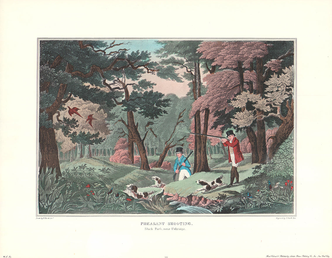 Pheasant Shooting by Robert Havell - 13 X 16 Inches (Hand Colored Wate ...