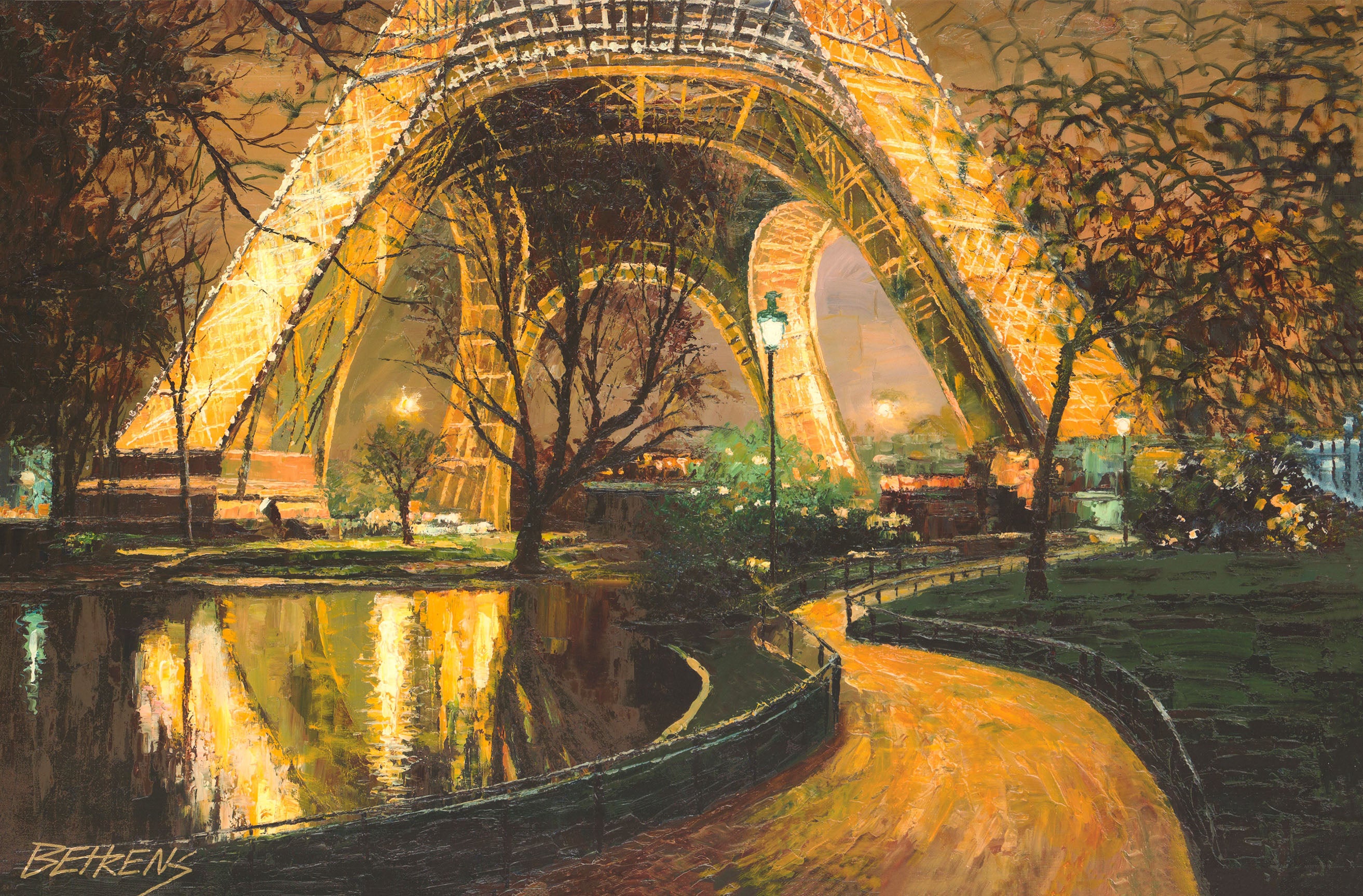 Twilight at the Eiffel Tower by Howard Behrens - 24 X 36 Inches (Art P ...