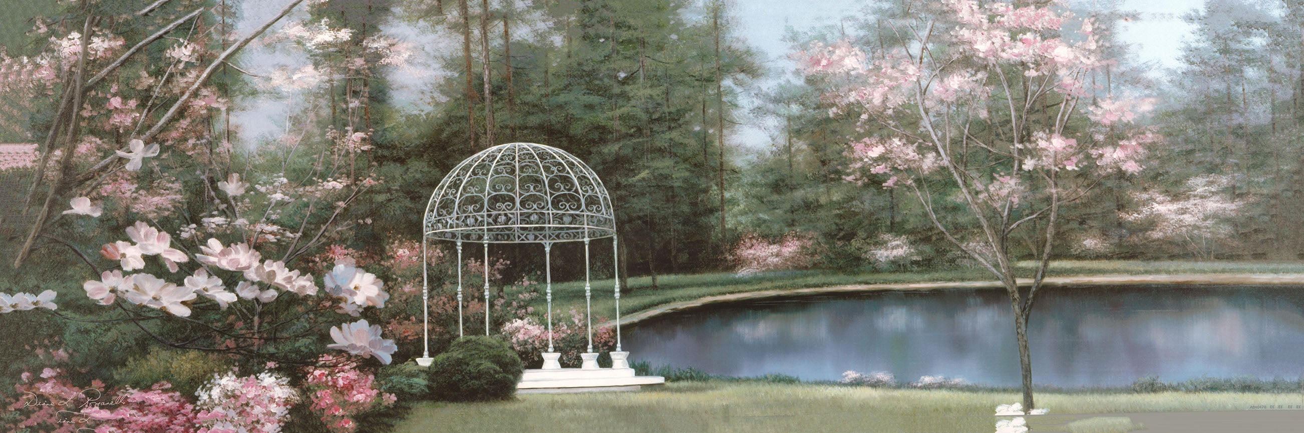 Lakeside Gazebo by Diane Romanello - 36 X 12 Inches (Art Print ...
