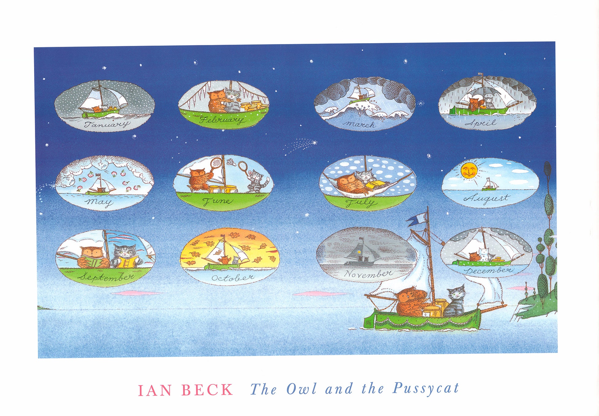 The Owl and the Pussycat by Ian Beck - 20 X 28 Inches (Art Print ...