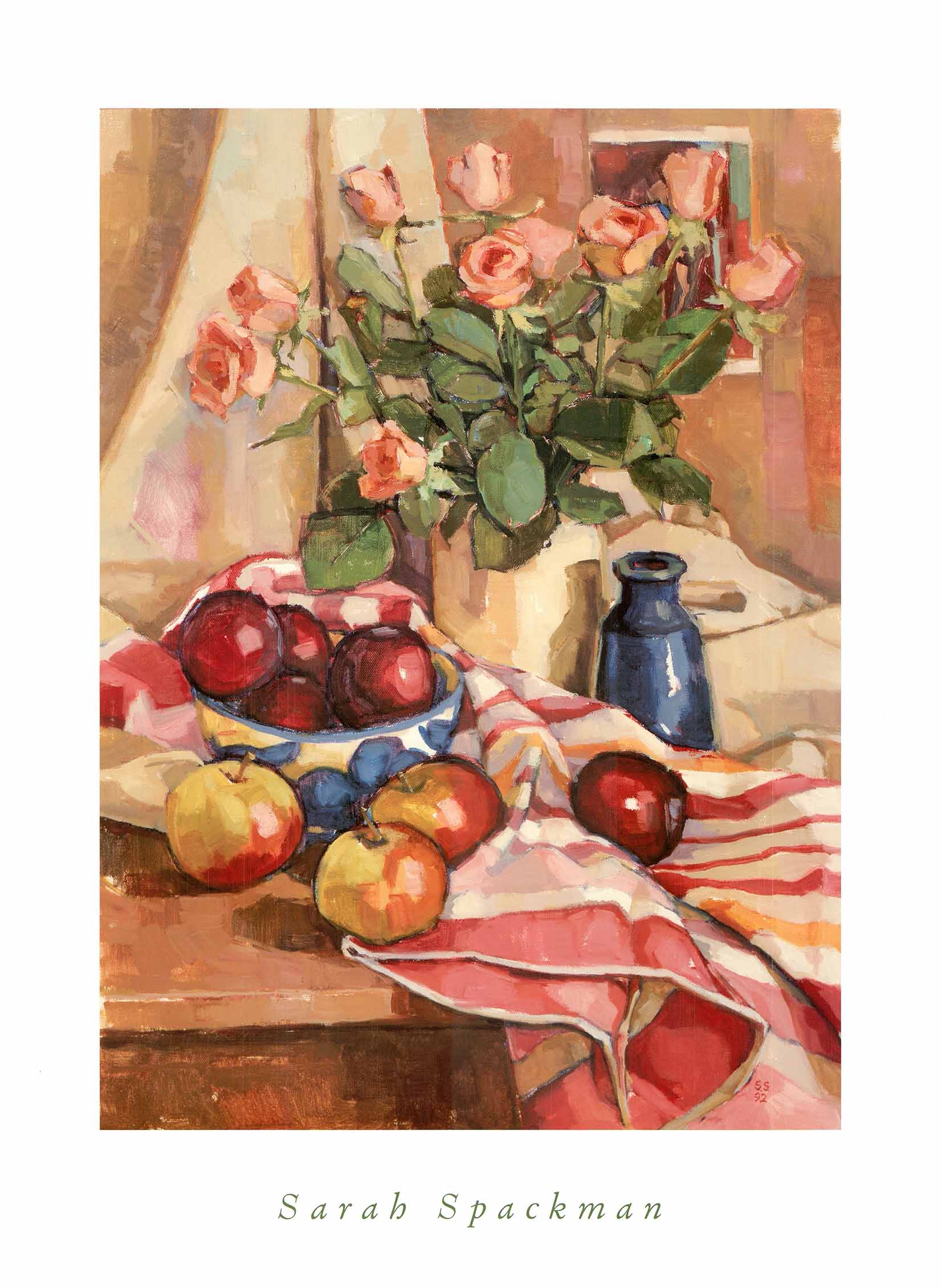 Still Life with Pink Roses by Sarah Spackman - 24 X 32 Inches (Art Pri ...