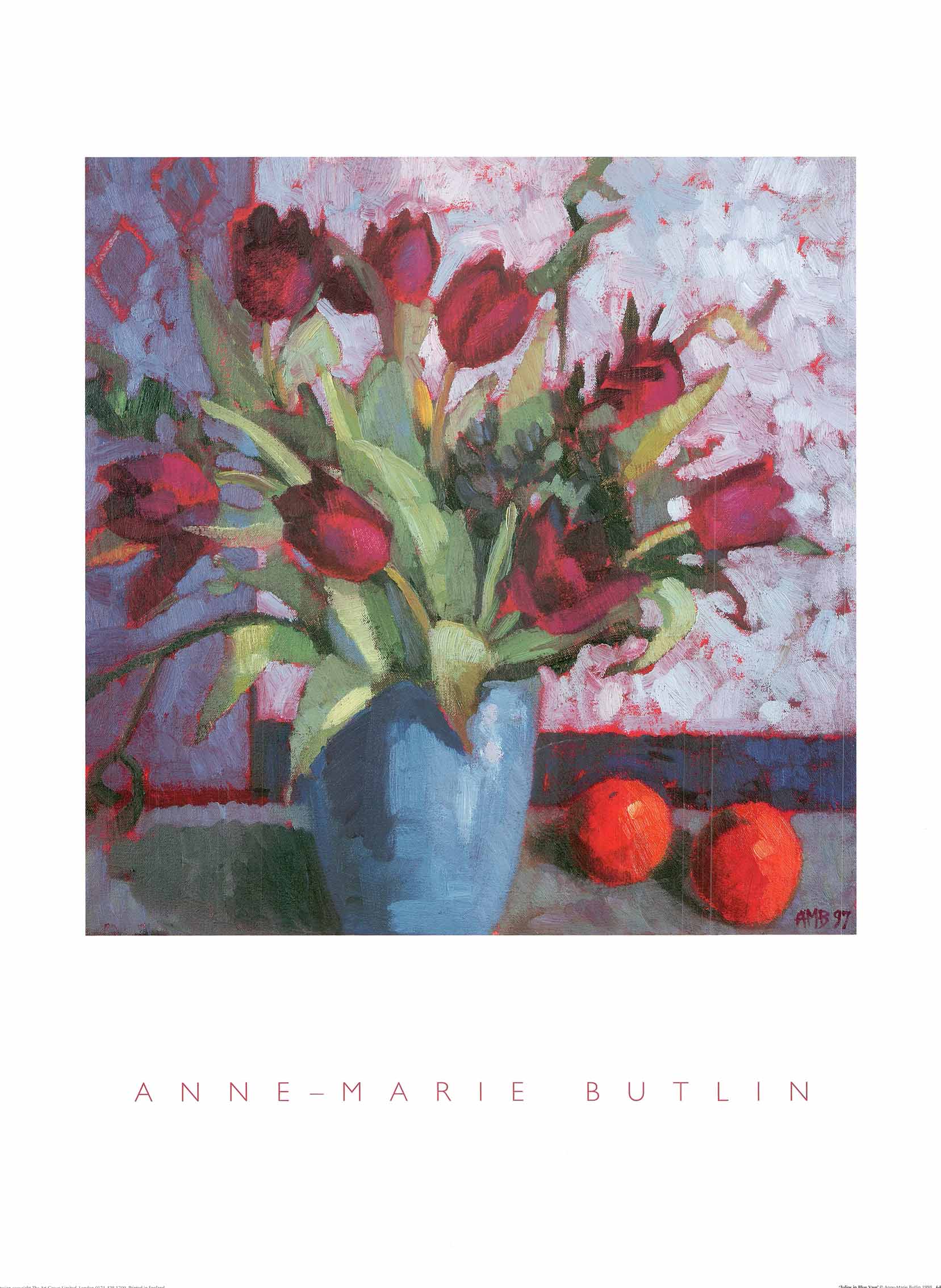 Tulips in Blue Vase by Anne-Marie Butlin - 24 X 32 Inches (Art Print ...