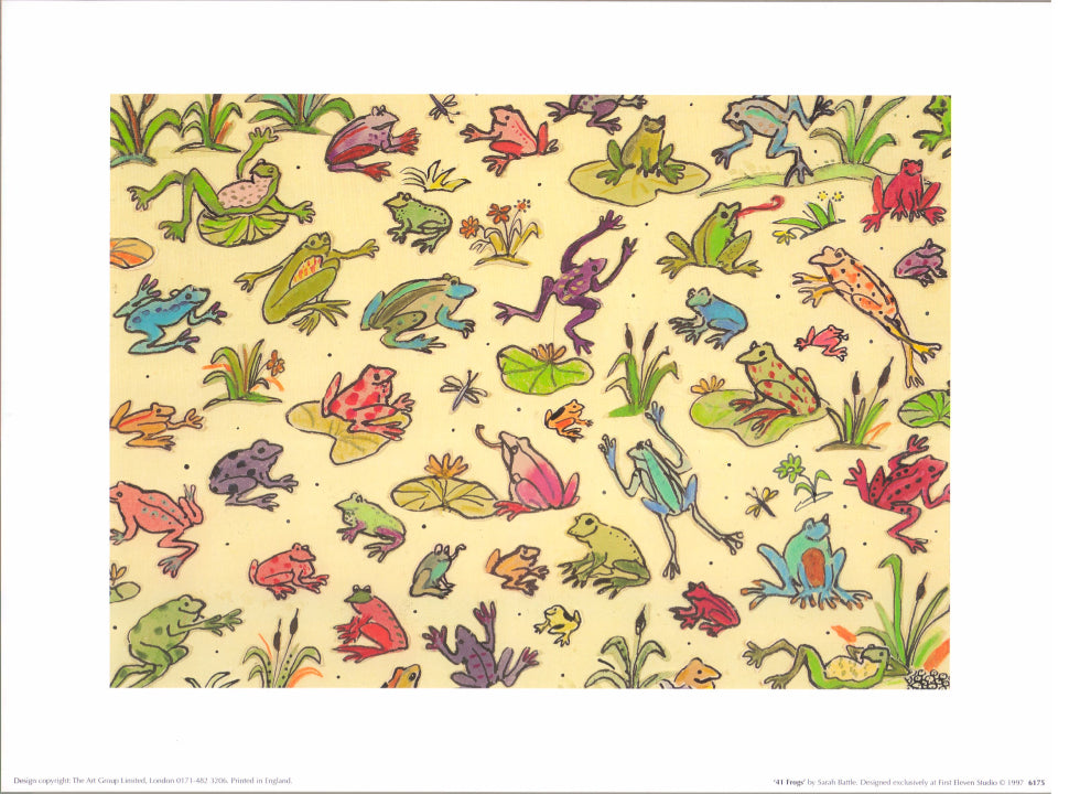41 Frogs by Sarah Battle - 12 X 16 Inches (Art Print). – Artistica Fine Art