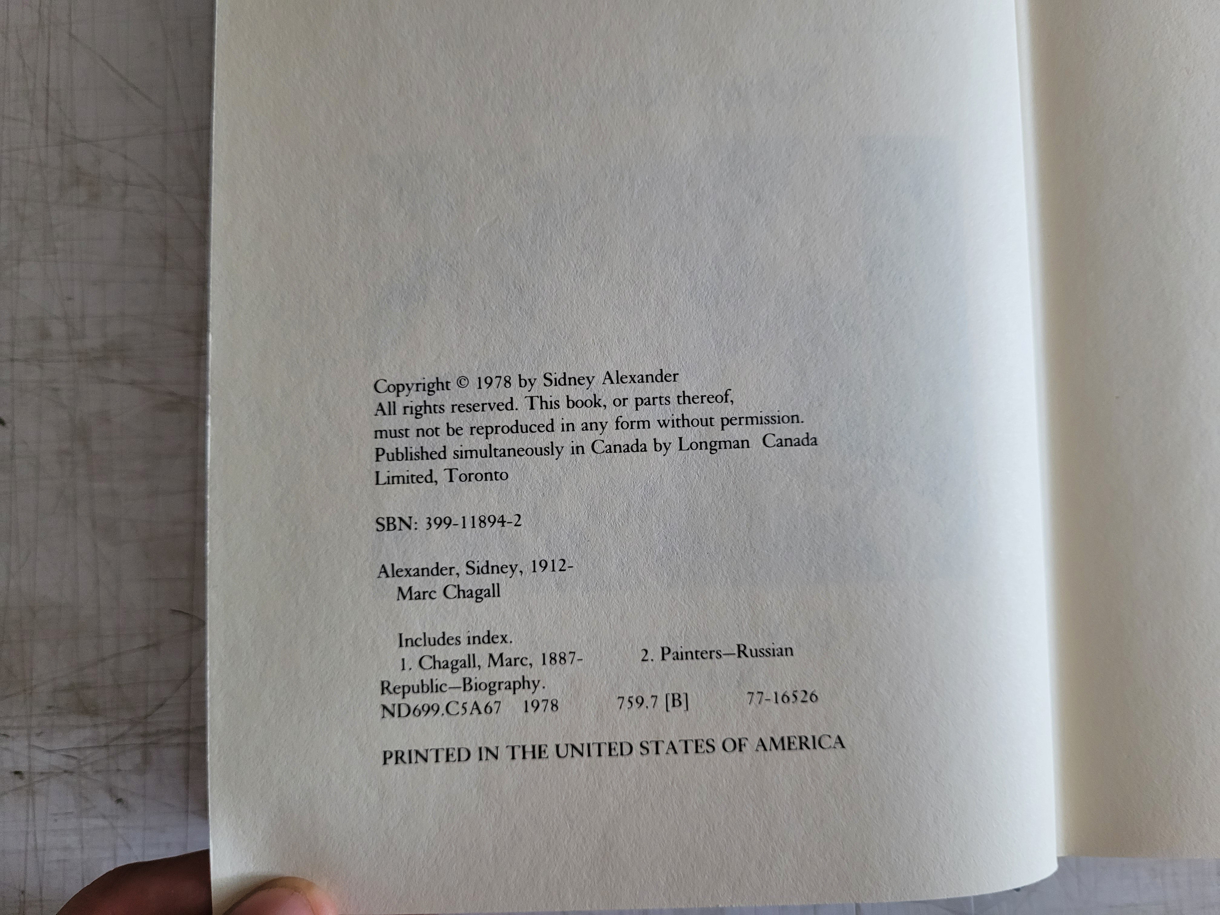 Marc Chagall: A Biography by Sidney Alexander (Vintage Hardcover Book ...