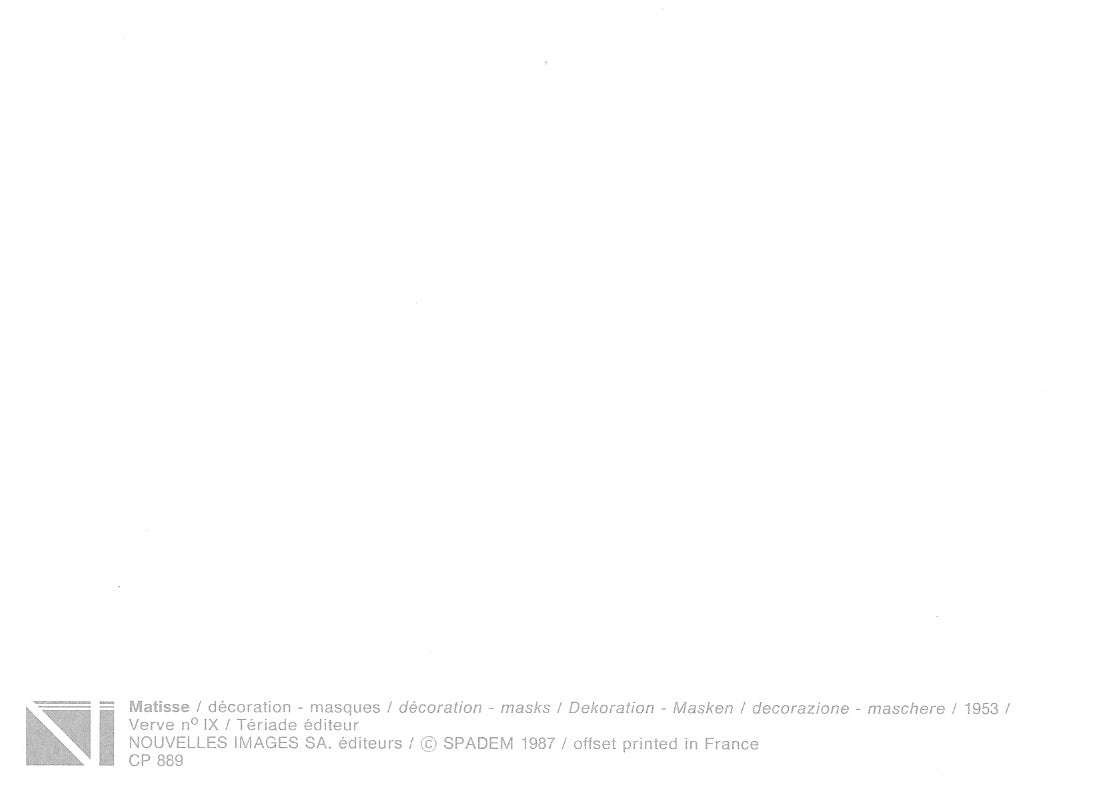 Décoration-Masks, 1953 by Henri Matisse - 4 X 6 Inches (10 Postcards ...