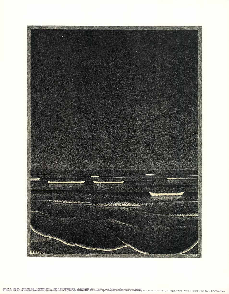 Fluorescent Sea by Maurits Cornelis Escher -13X17" (Offset Lithograph ...
