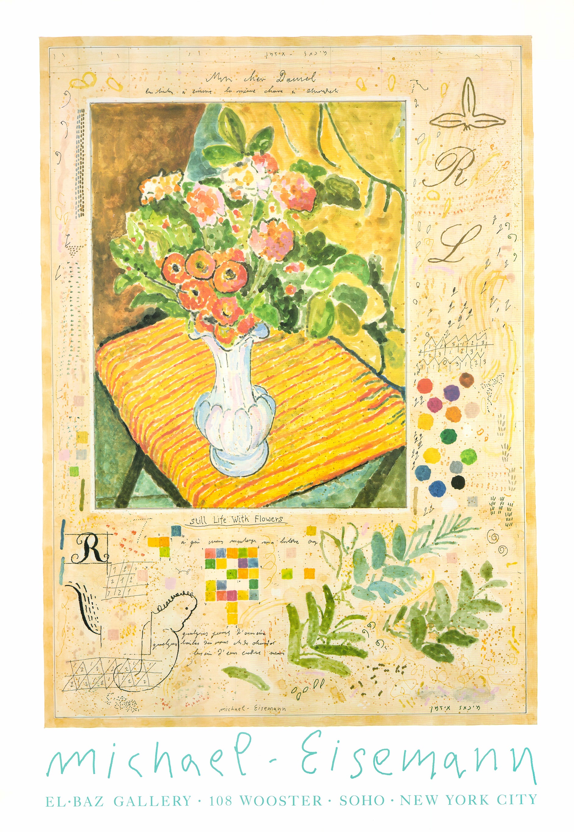 Still Life with Flowers by Michael Eisemann - 27 X 39 Inches (Offset L ...