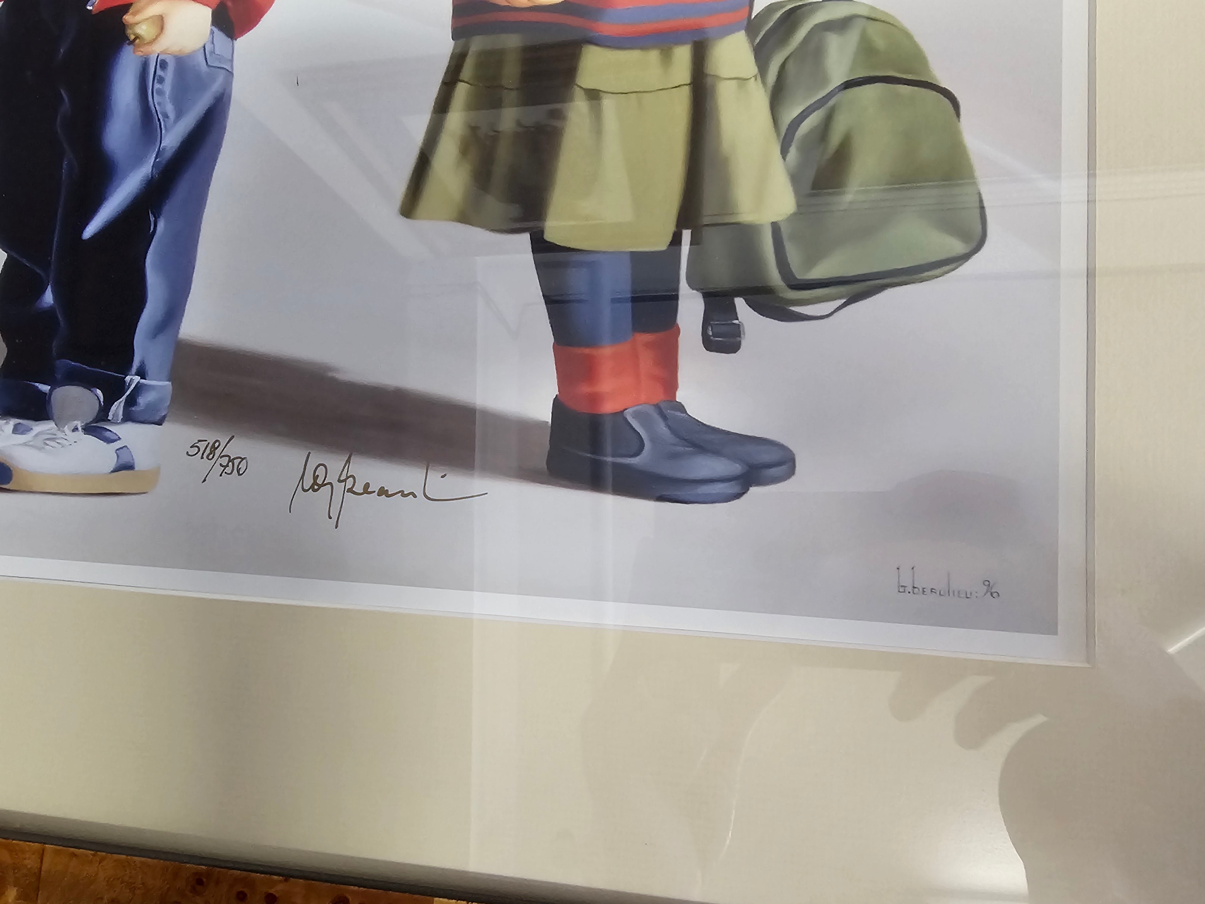 Ecoliers, 1996 by B. Beaulieu - 23 X 30 Inches (Framed Lithograph with ...