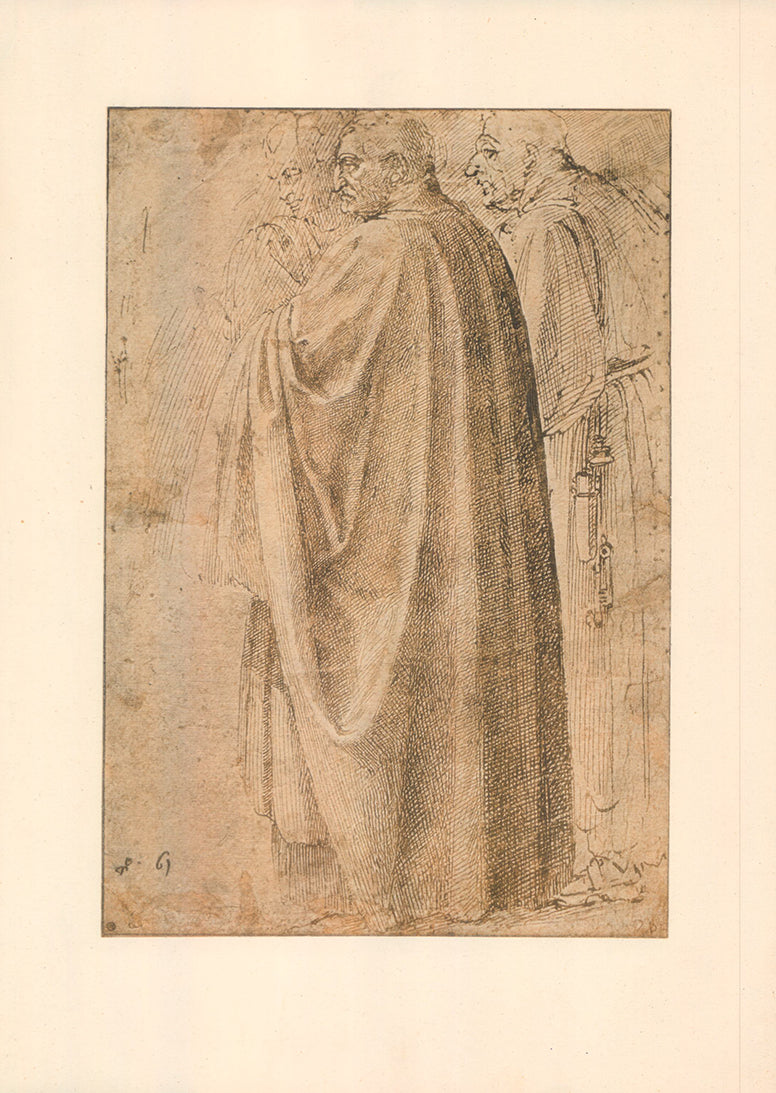 Three Standing Men in Wide Cloaks Turned to the Left by Michelangelo B – Artistica Fine Art