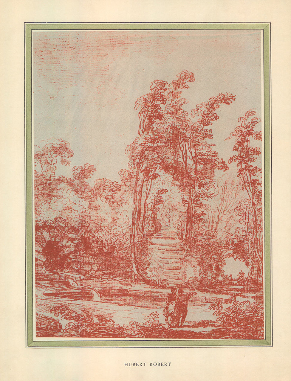 The Bathing Pool by Hubert Robert - 14 X 19 Inches (Offset Lithograph ...