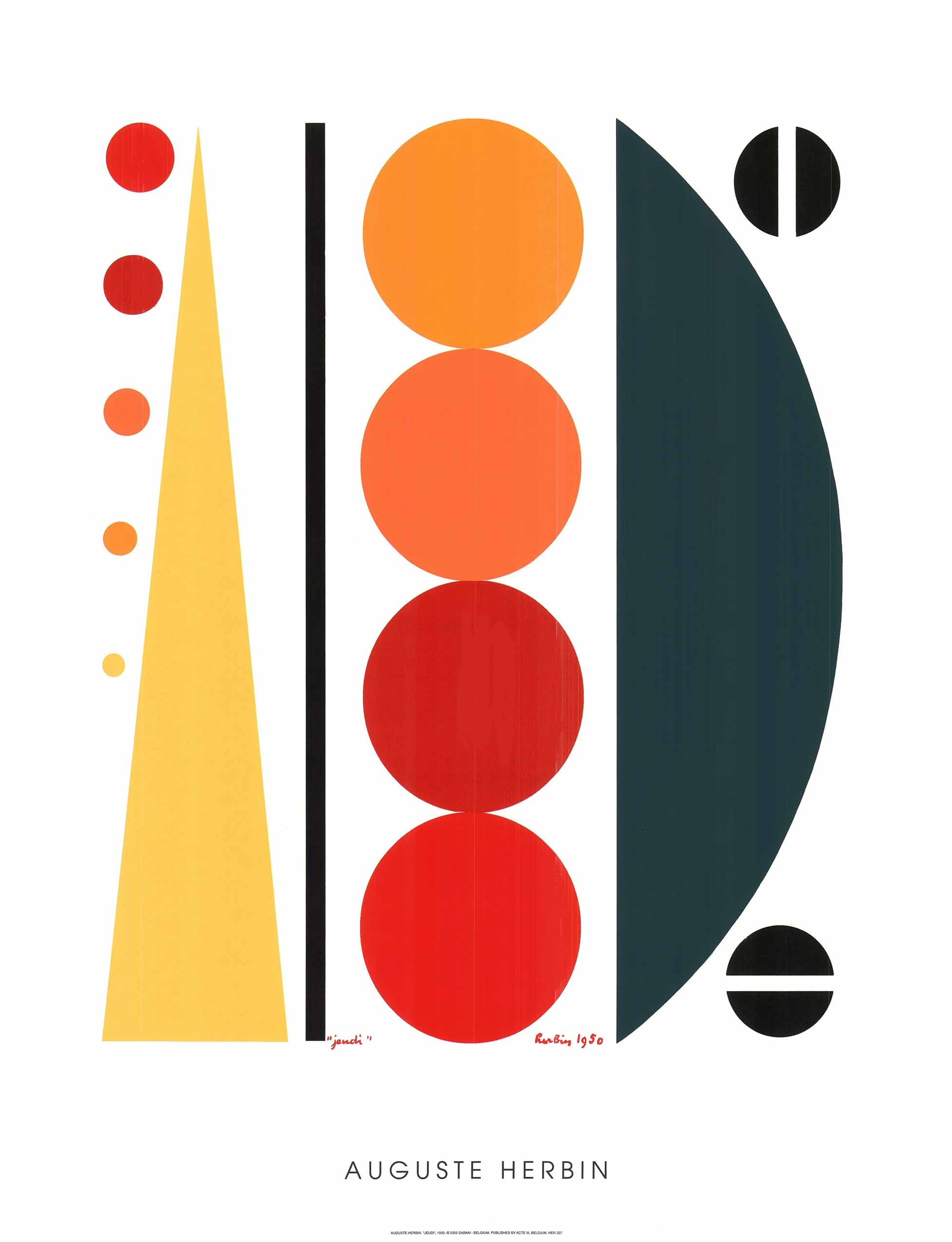 Jeudi, 1950 by Auguste Herbin - 28 X 36 Inches (Silkscreen) – Artistica Fine Art