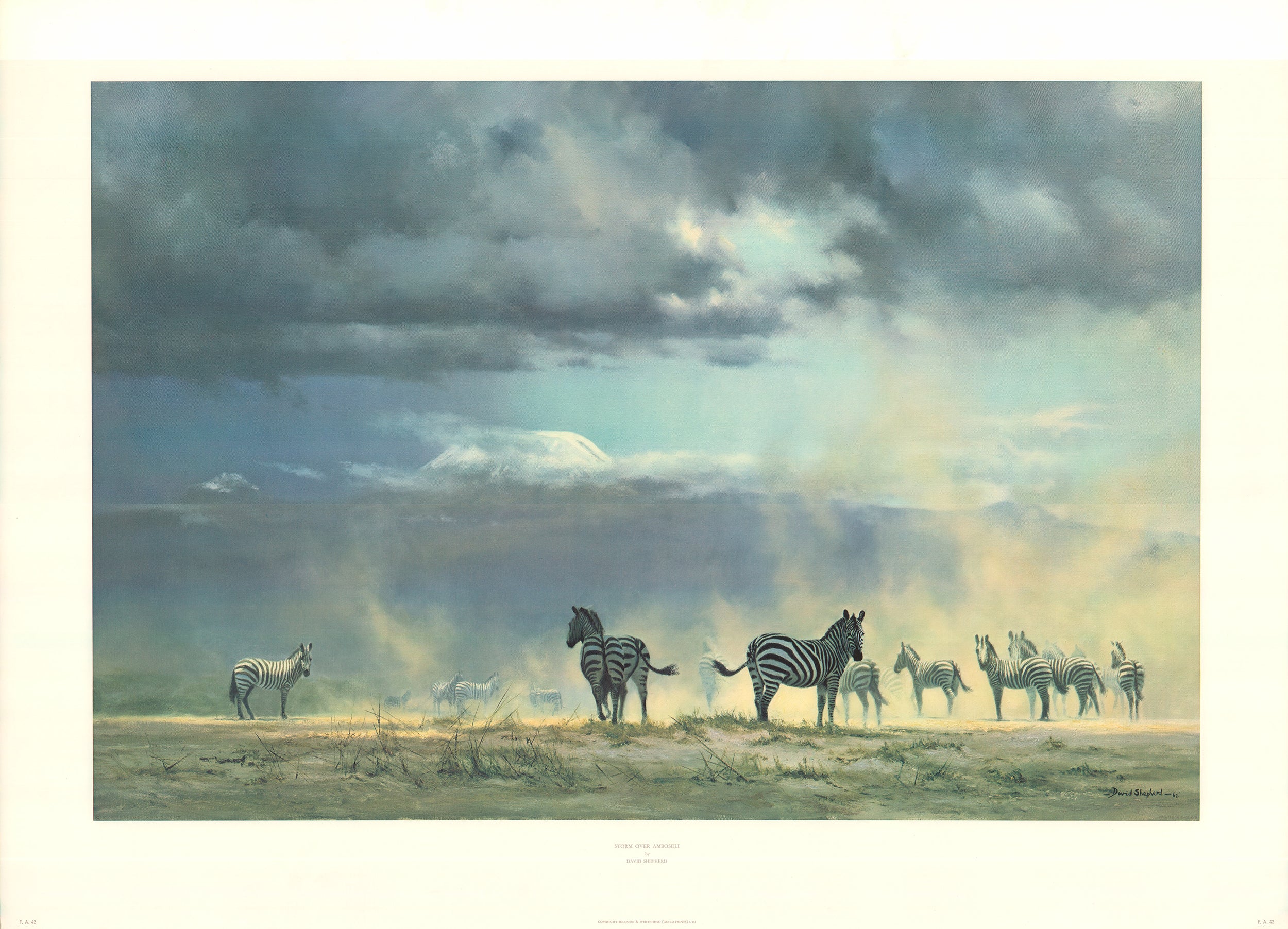 Storm Over Amboseli by David Shepherd - 26 X 35 Inches (Art Print ...