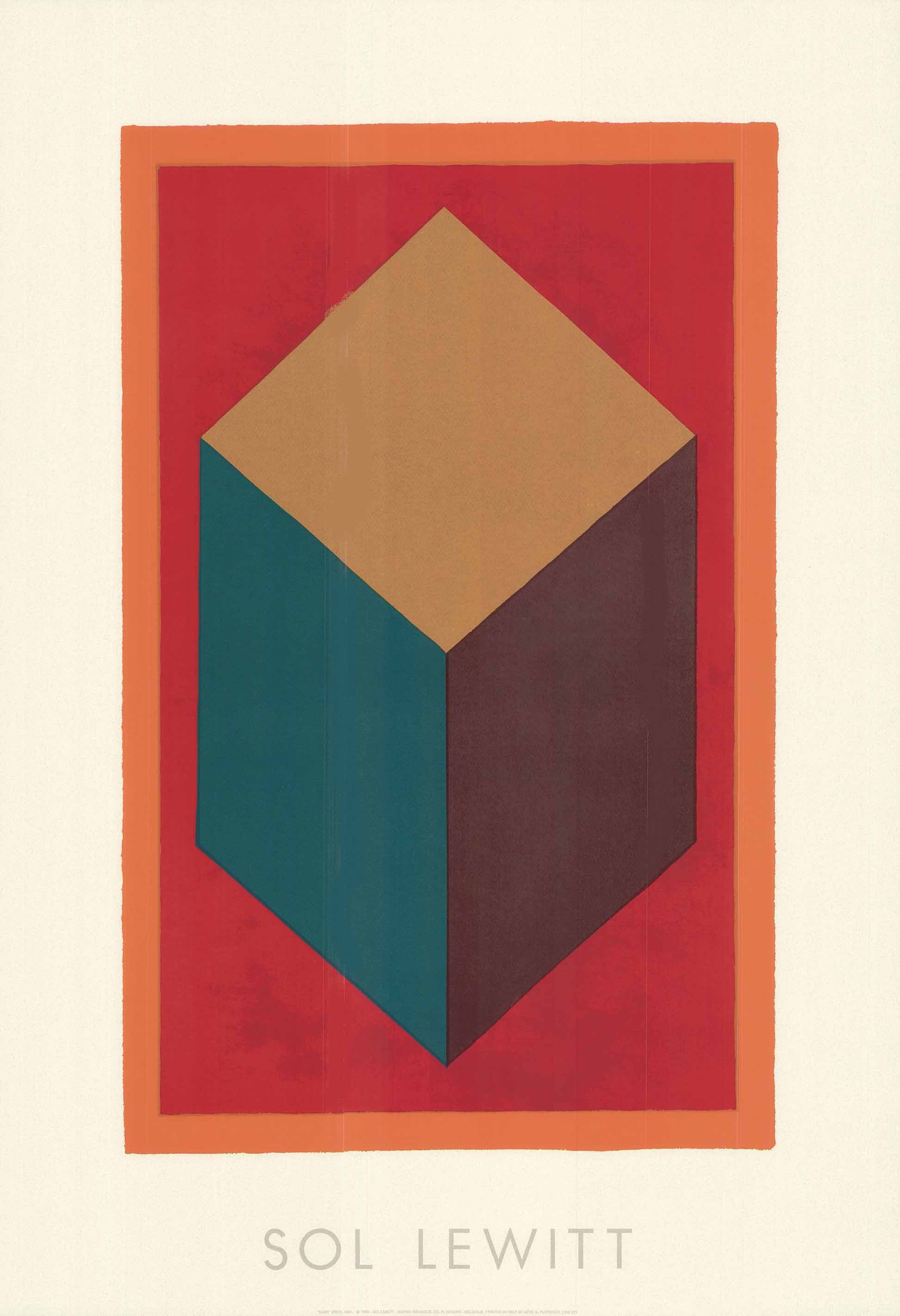 Cube Red 1991 By Sol Lewitt 28 X 40 Inches Silkscreen Artistica Fine Art