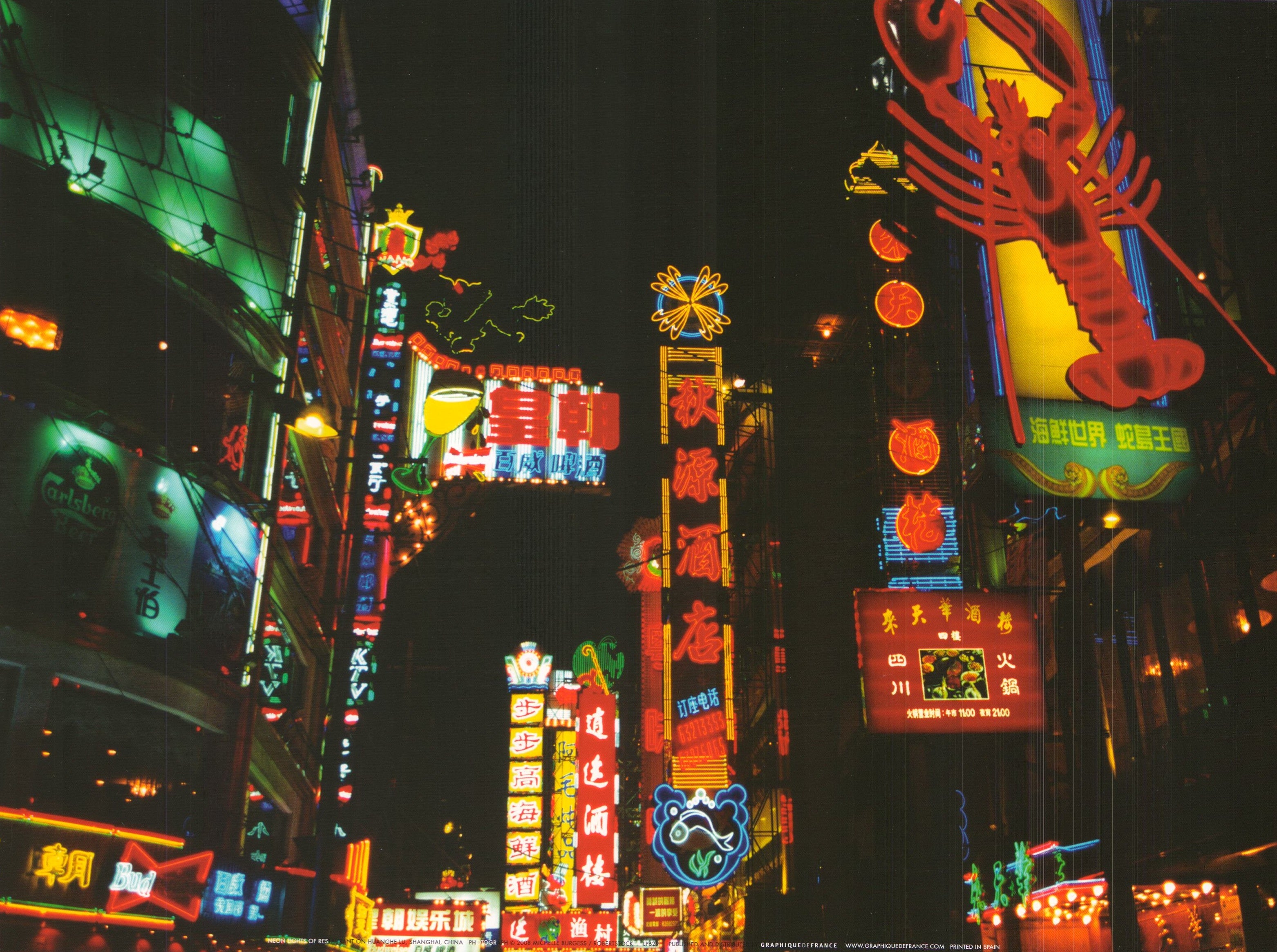 Neon Lights of Restaurant on Huanghe Lu, Shanghai, China by Michelle B ...