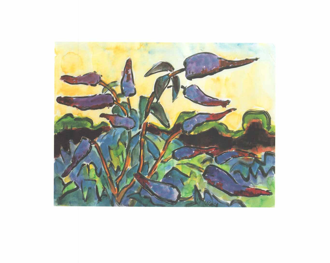 Buddleia, 1959 by Karl Schmidt-Rottluff - 16 X 20 Inches (Watercolour ...