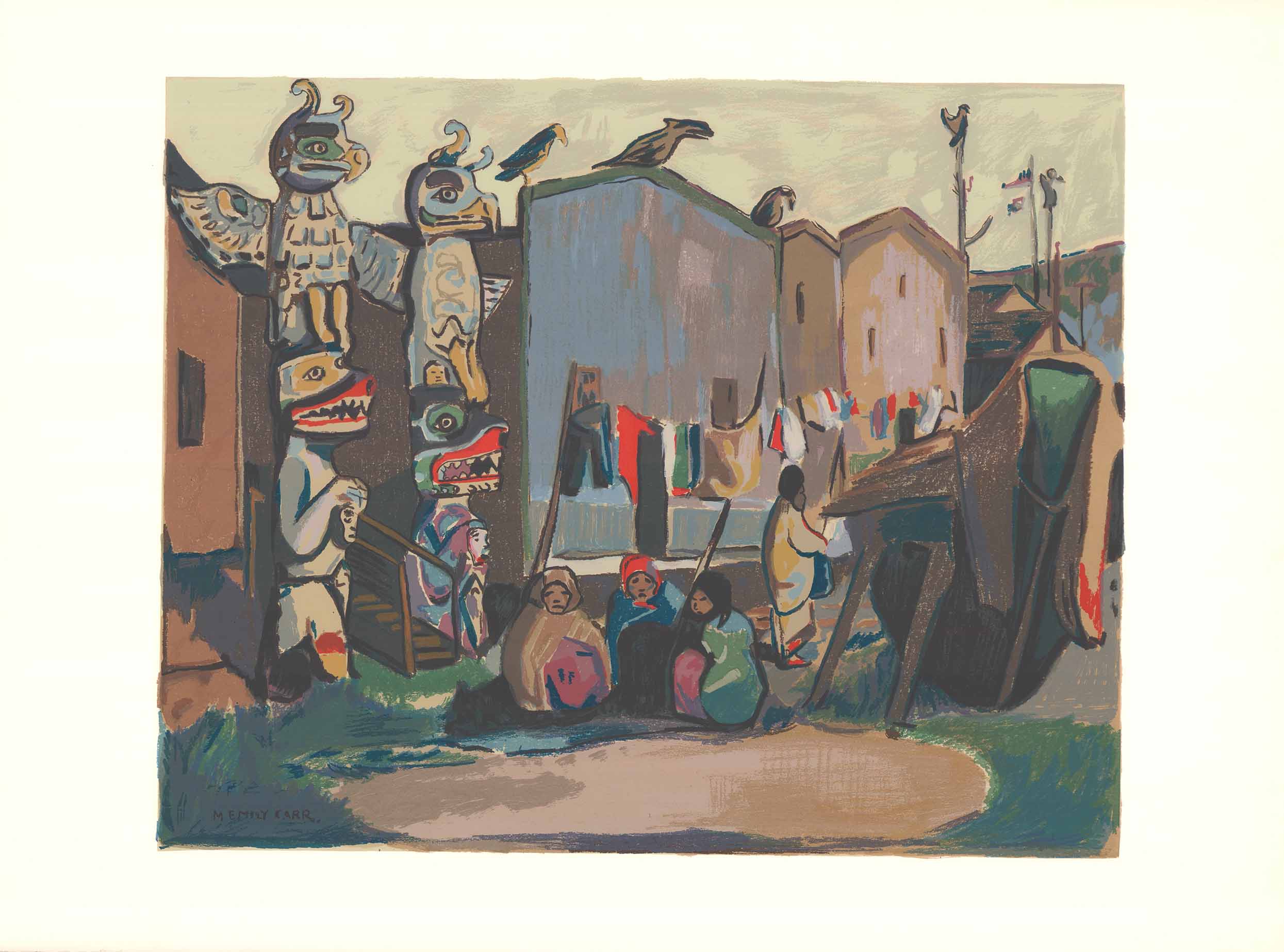 Indian Village Alert Bay by Emily Carr - 26 X 35 Inches (Silkscreen ...
