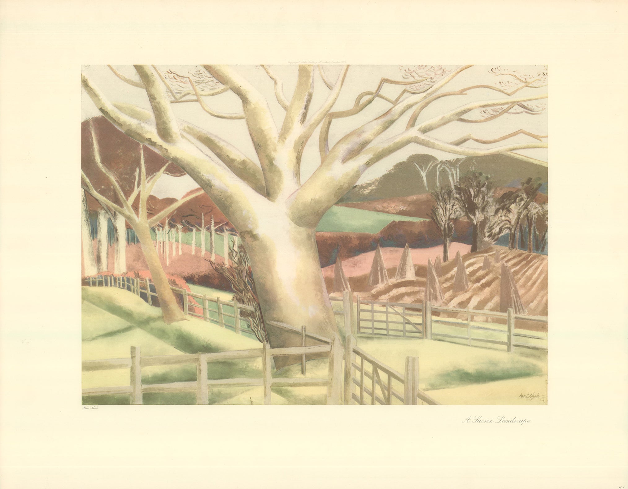A Sussex Landscape by Paul Nash - 23 X 29 Inches (Art Print ...