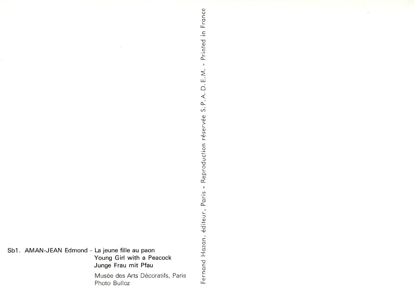 La Jeune Fille au Paon by Aman-Jean Edmond - 4 X 6 Inches (10 Postcard ...