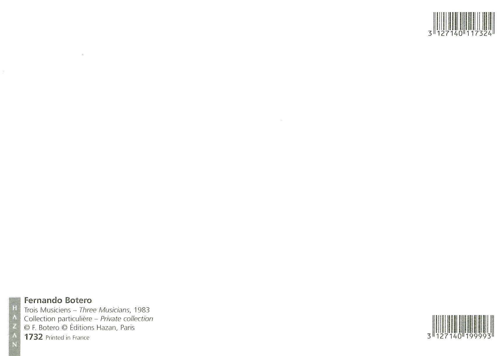 Trois Musiciens by Fernando Botero - 4 X 6 Inches (10 Postcards ...