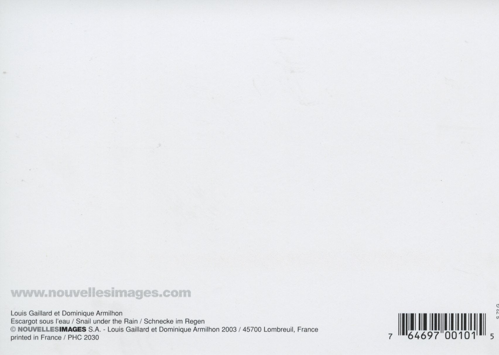 Escargot sous l'Eau by Louis Gaillard et Dominique Armilhon - 4 X 6 In ...