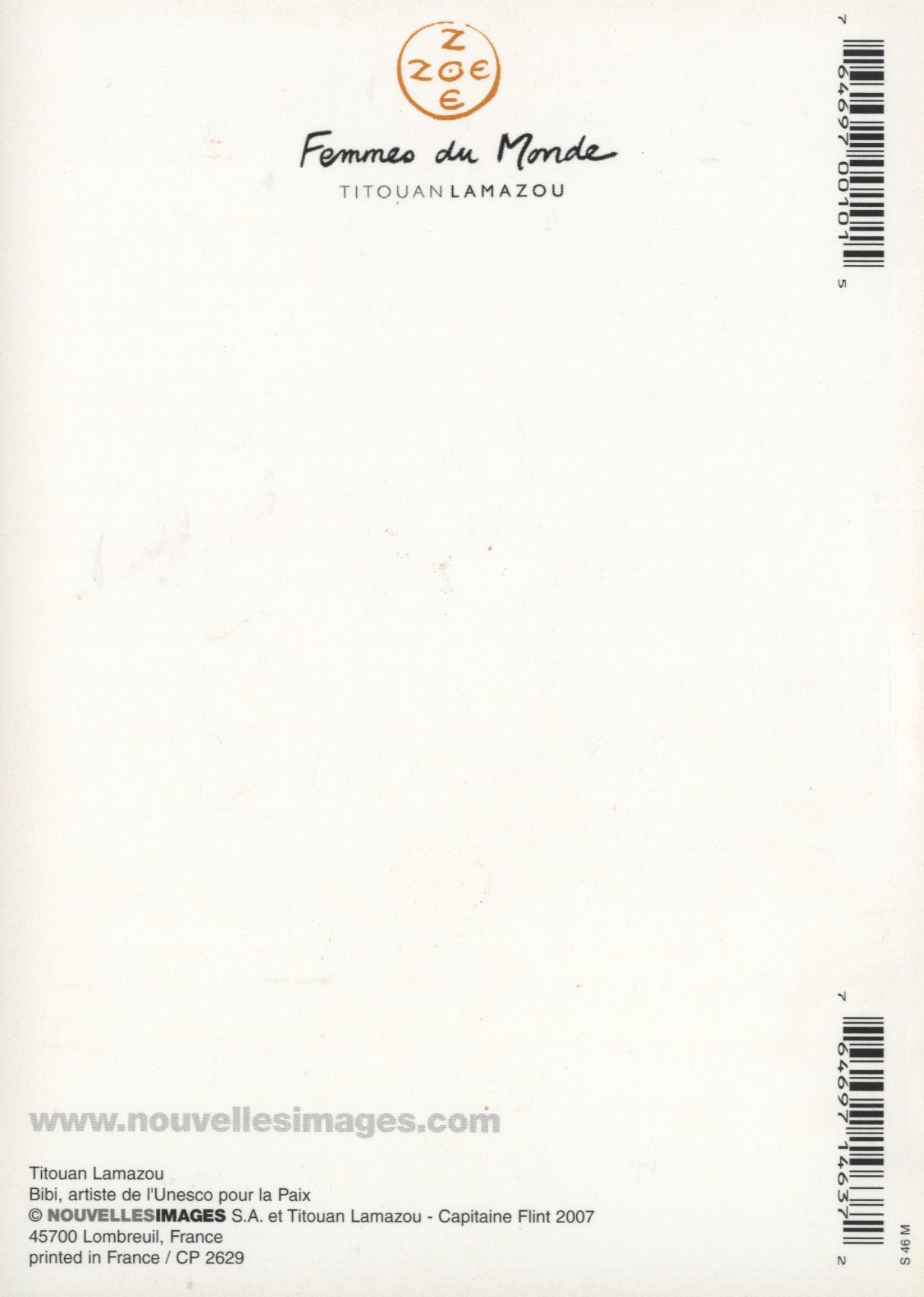 Bibi, Artiste de l'Unesco pour la Paix by Titouan Lamazou - 4 X 6 Inch ...